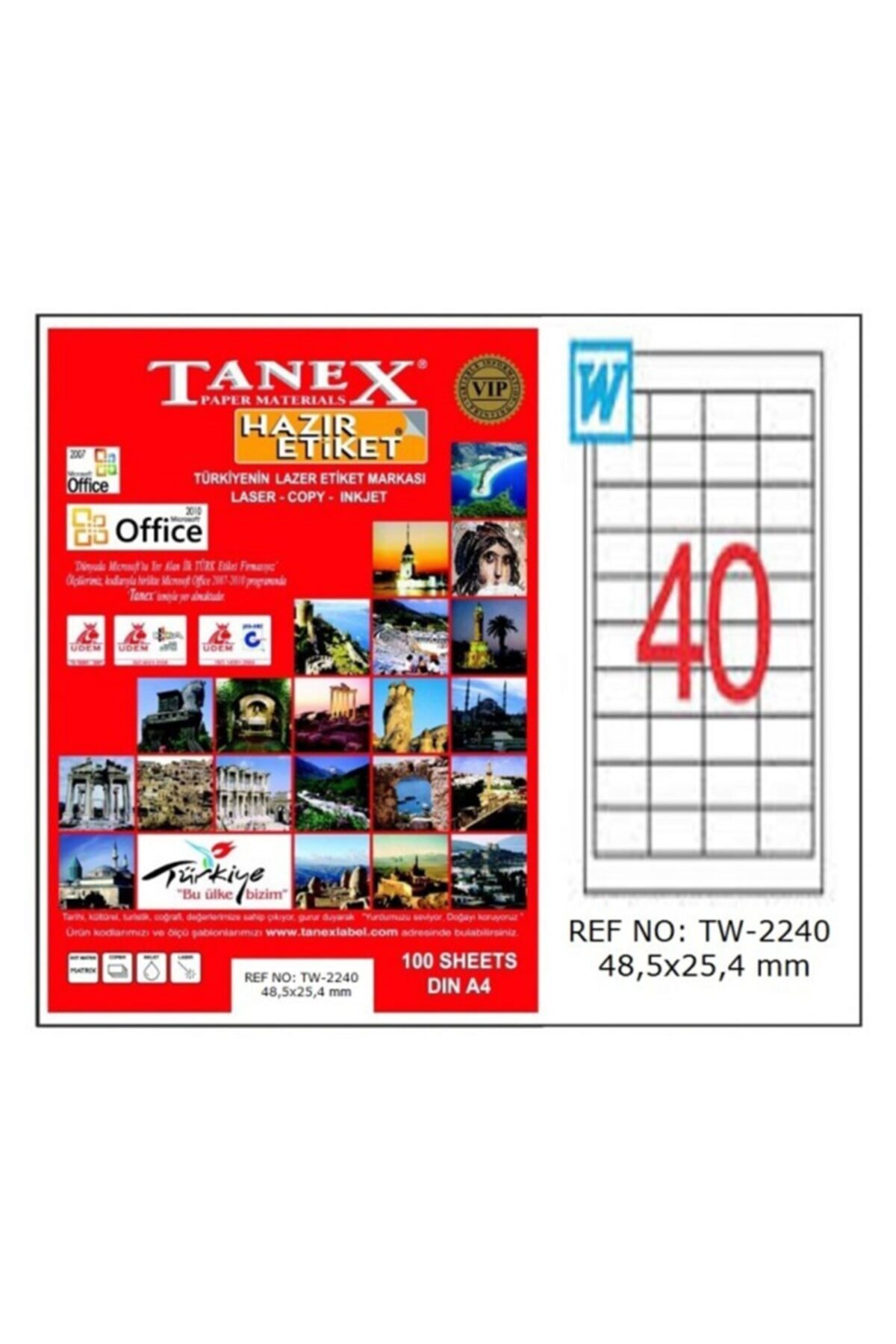 Tanex Tw-2240 Laser Etiket 48.5 X 25.4 Mm - Fiyatı, Yorumları
