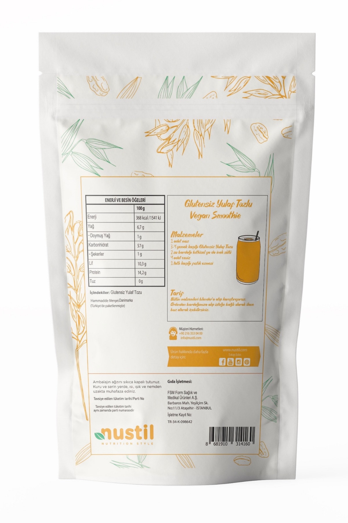 NUSTİL Glutensiz Yulaf Tozu 300g Fiyatı, Yorumları - Trendyol