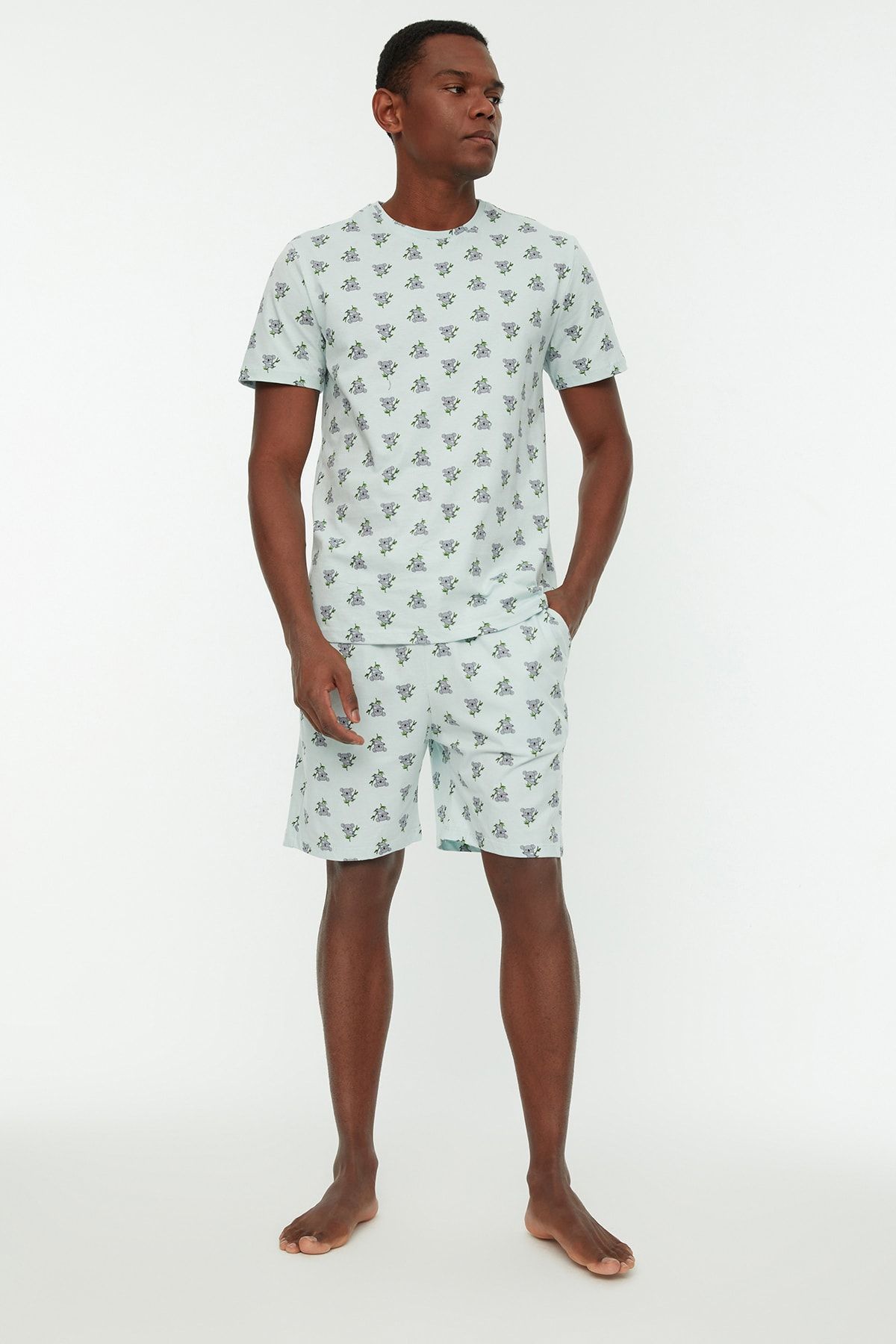 Trendyol Collection Pajama Set Green Retro Trendyol