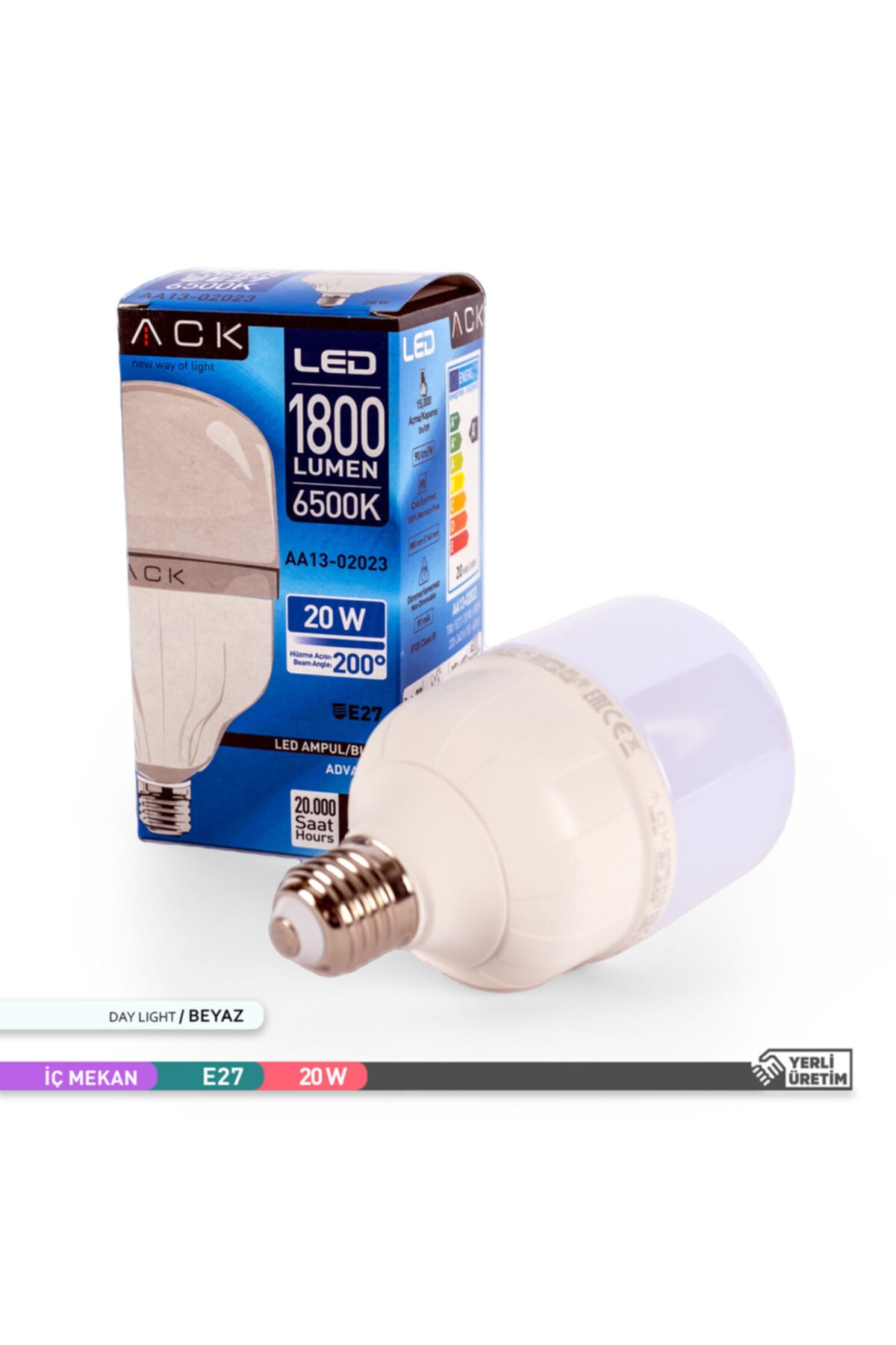 Ack T80 Led Ampul 6500k Beyaz Işık 1800lm 220-240v 20w E27 Fiyatı ...