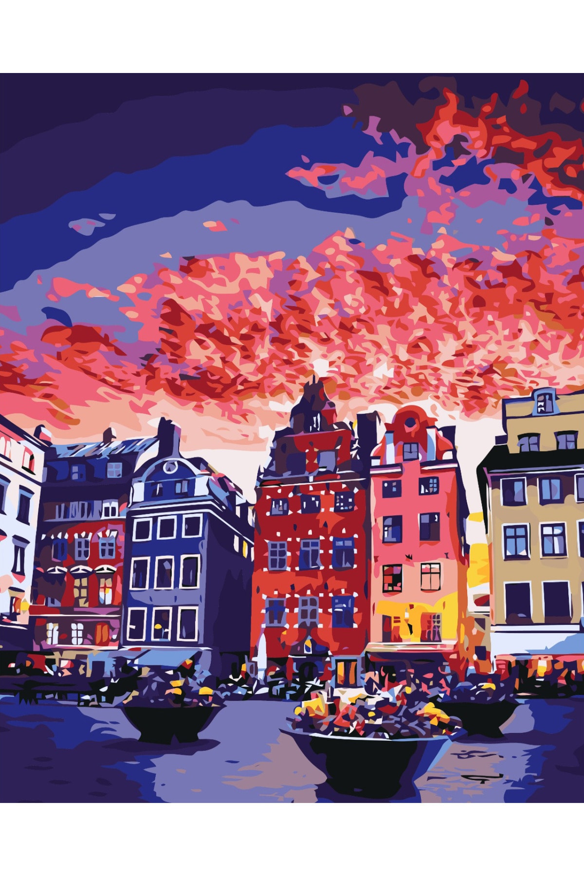 Genel Markalar Canvas Renkli Evler Sayılarla Boyama Seti Kasnaklı 100 X ...