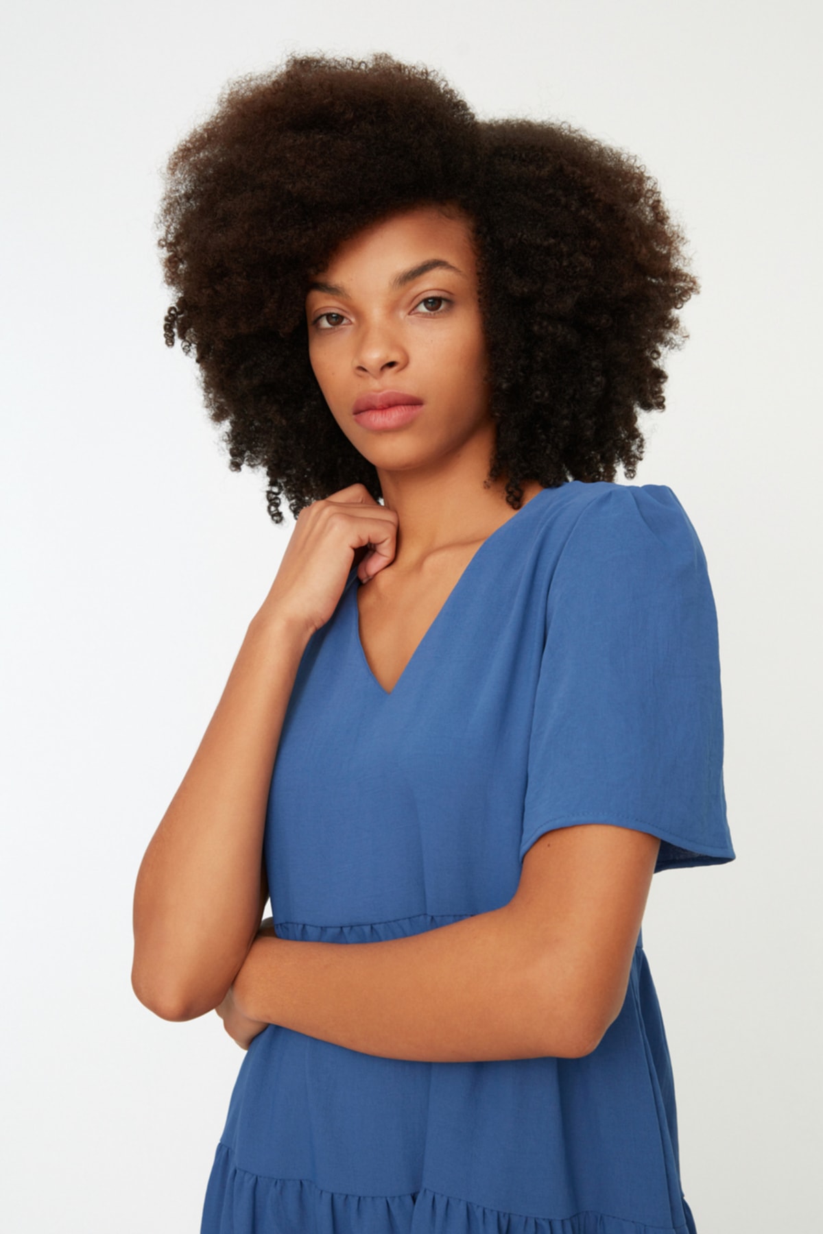 Trendyol Collection Indigo Basic Woven Dress TWOSS20EL0400 - Trendyol