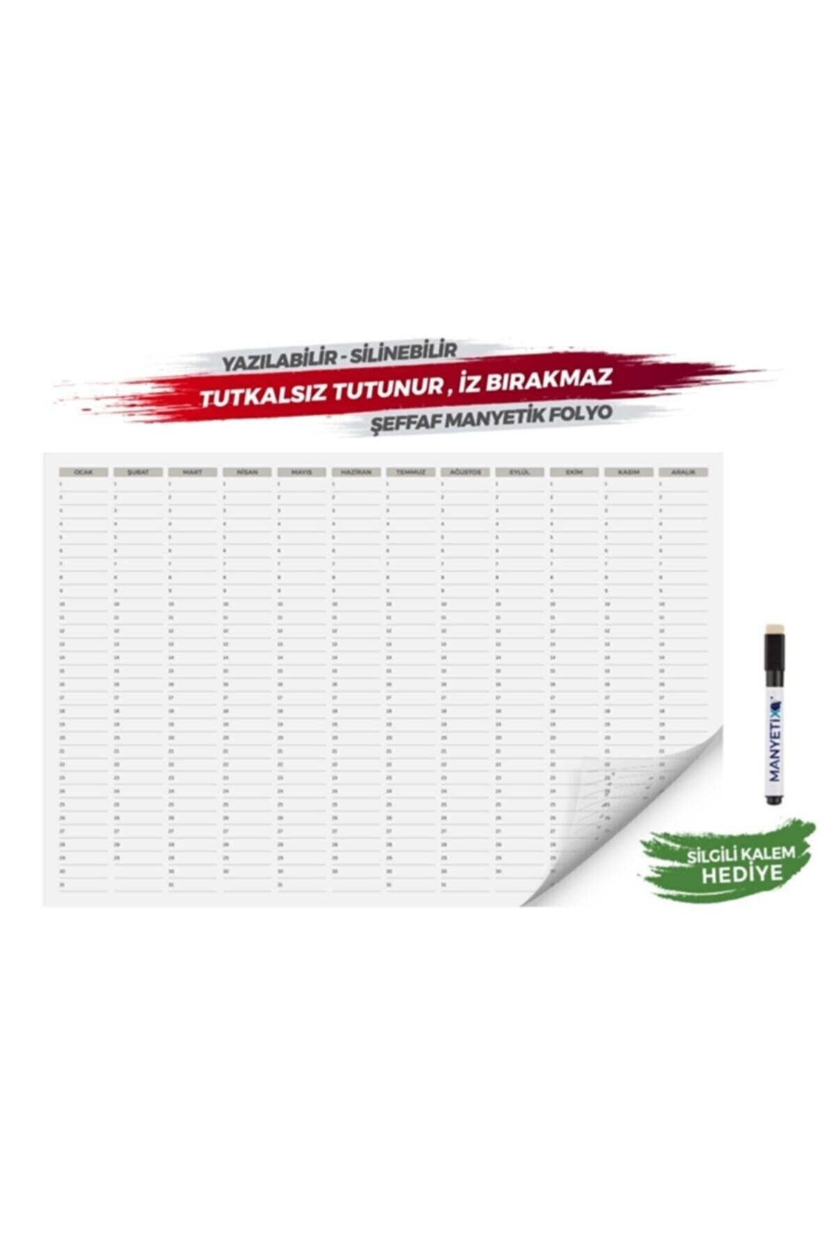Manyetix Süresiz Yıllık Plan Takvimi Şeffaf Yazı Tahtası - Fiyatı ...
