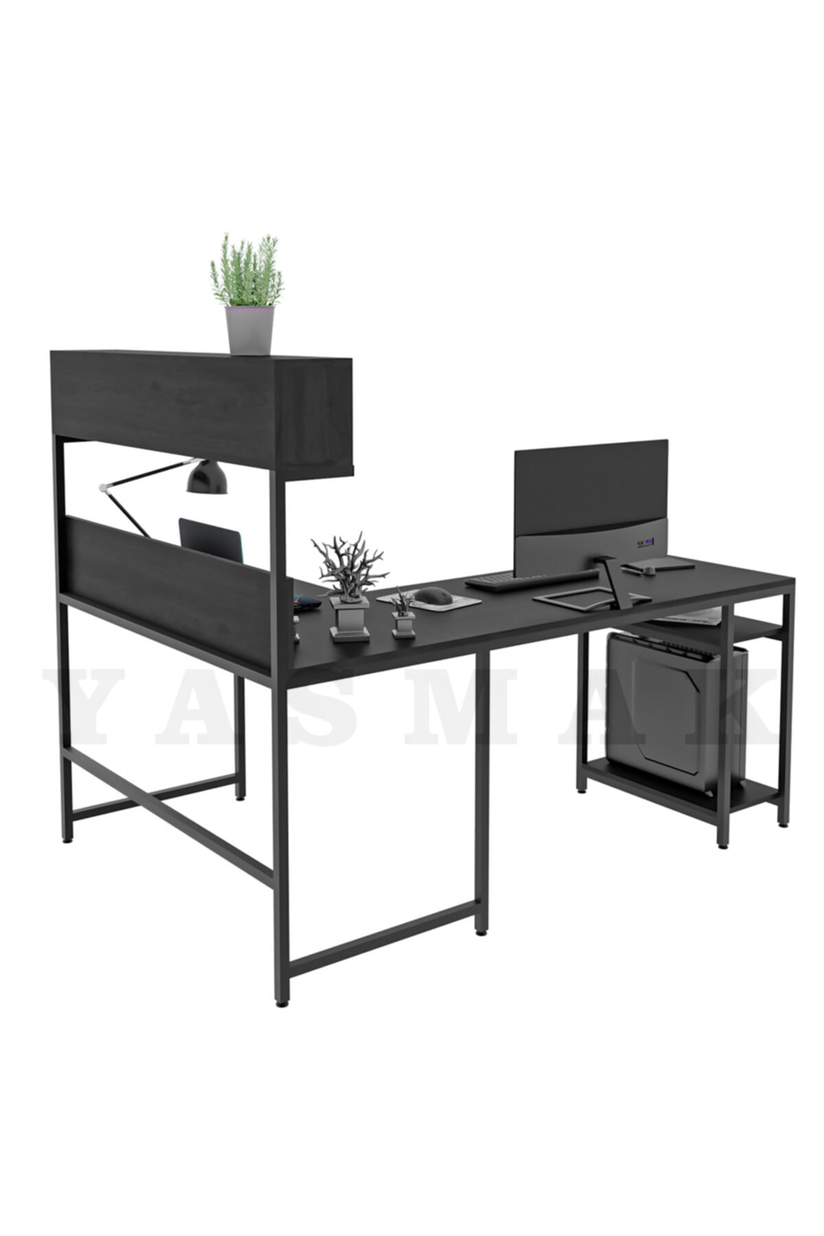 yasmak Siyah Yüksek Raflı L Ofis Ve Çalışma Masası - Fiyatı, Yorumları