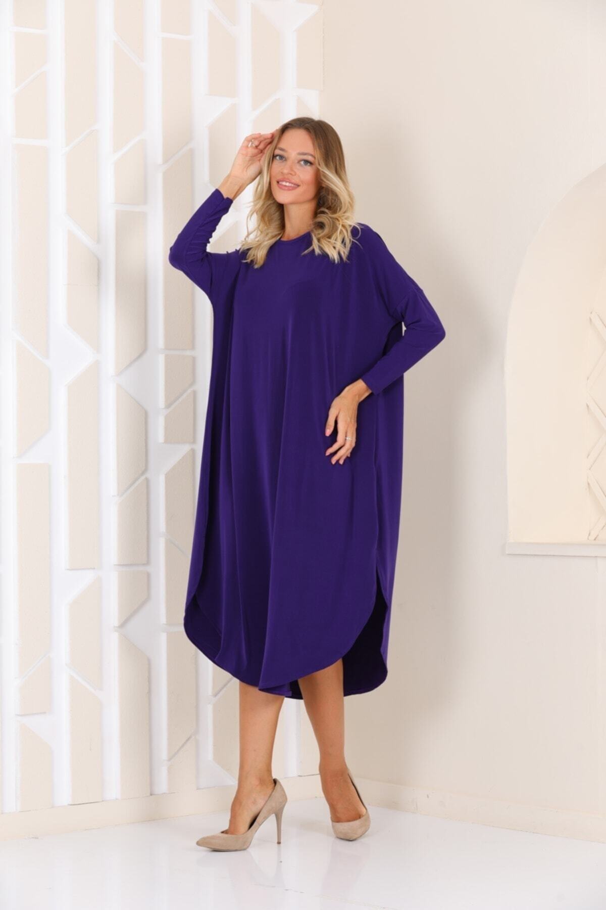 Sapha Kadın Mor Yanları Oval Uzun Sandy Tesettür Tunik Fiyatı ...