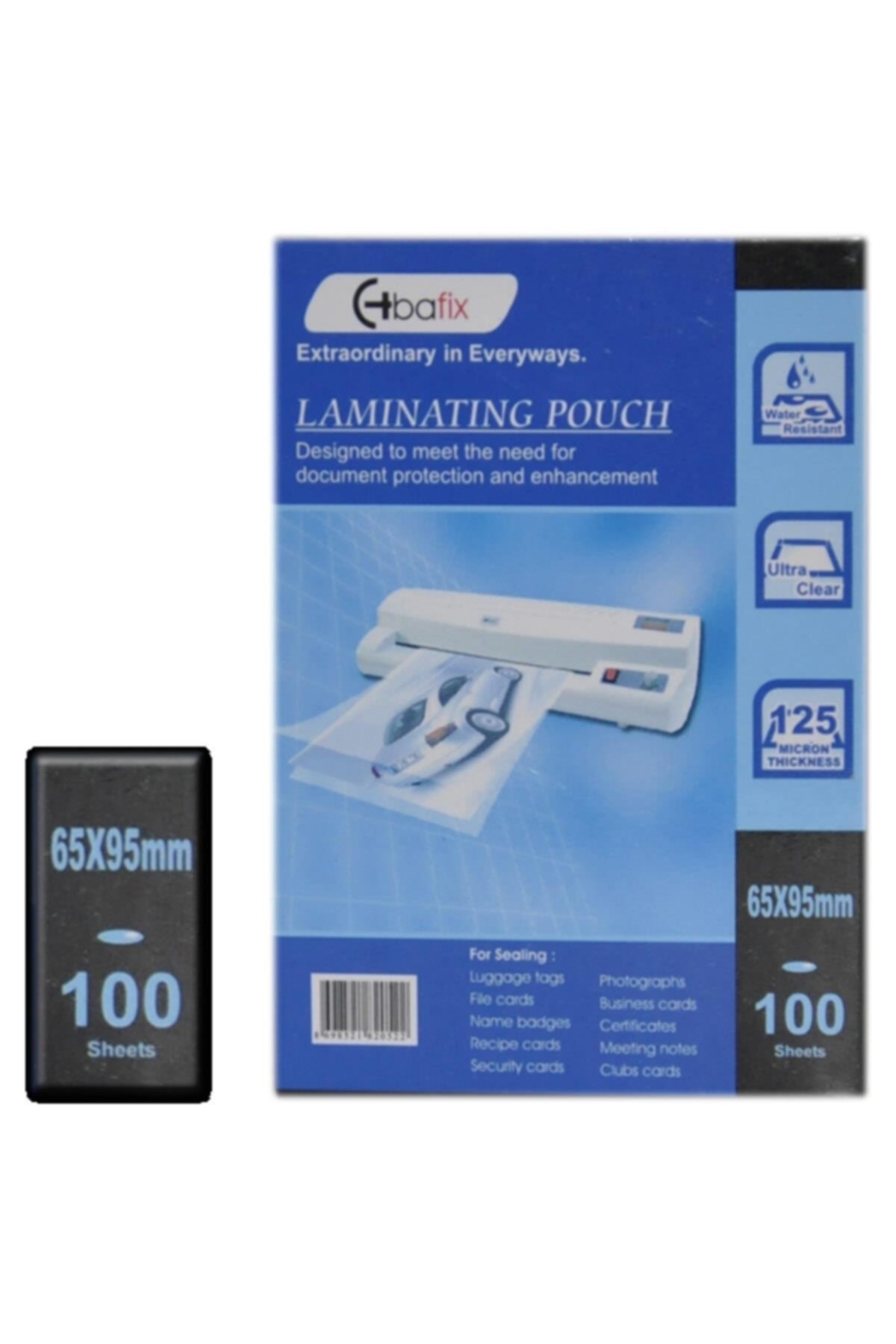 Bafix 66636 Laminasyon Filmi 6.5 Cm X 9.5 Cm 125 Micron 100 Lü (1 Paket ...