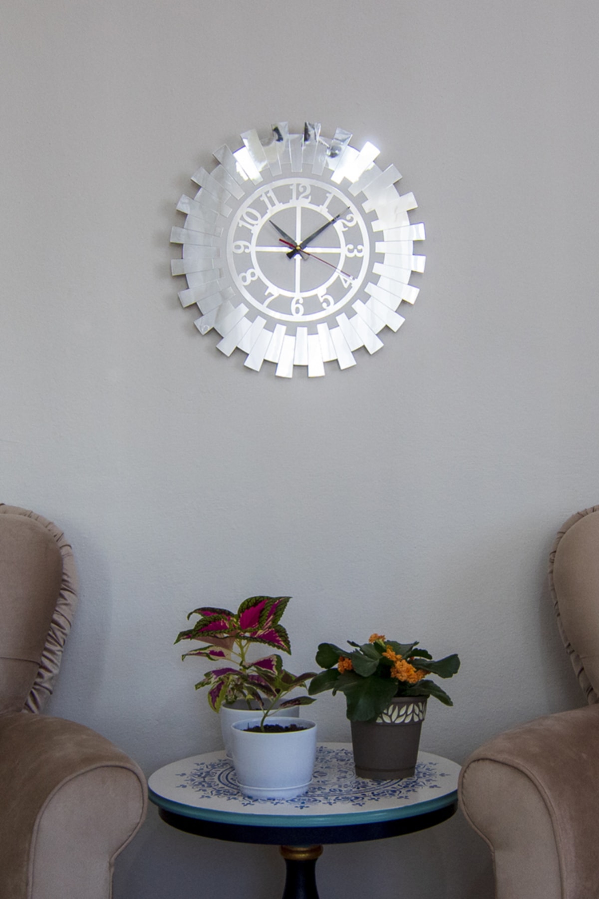 Tuba Design Dekoratif 40x40 Cm Duvar Saati Asil Oval Beyaz Mdf Üzeri ...