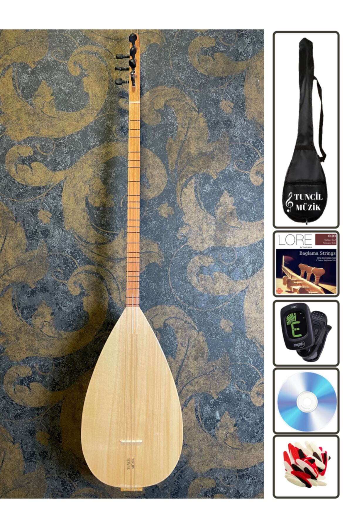 LORE Natural Uzun Sap Saz Bağlama Ultra Maxi Set Kılıf + Akort Aleti ...