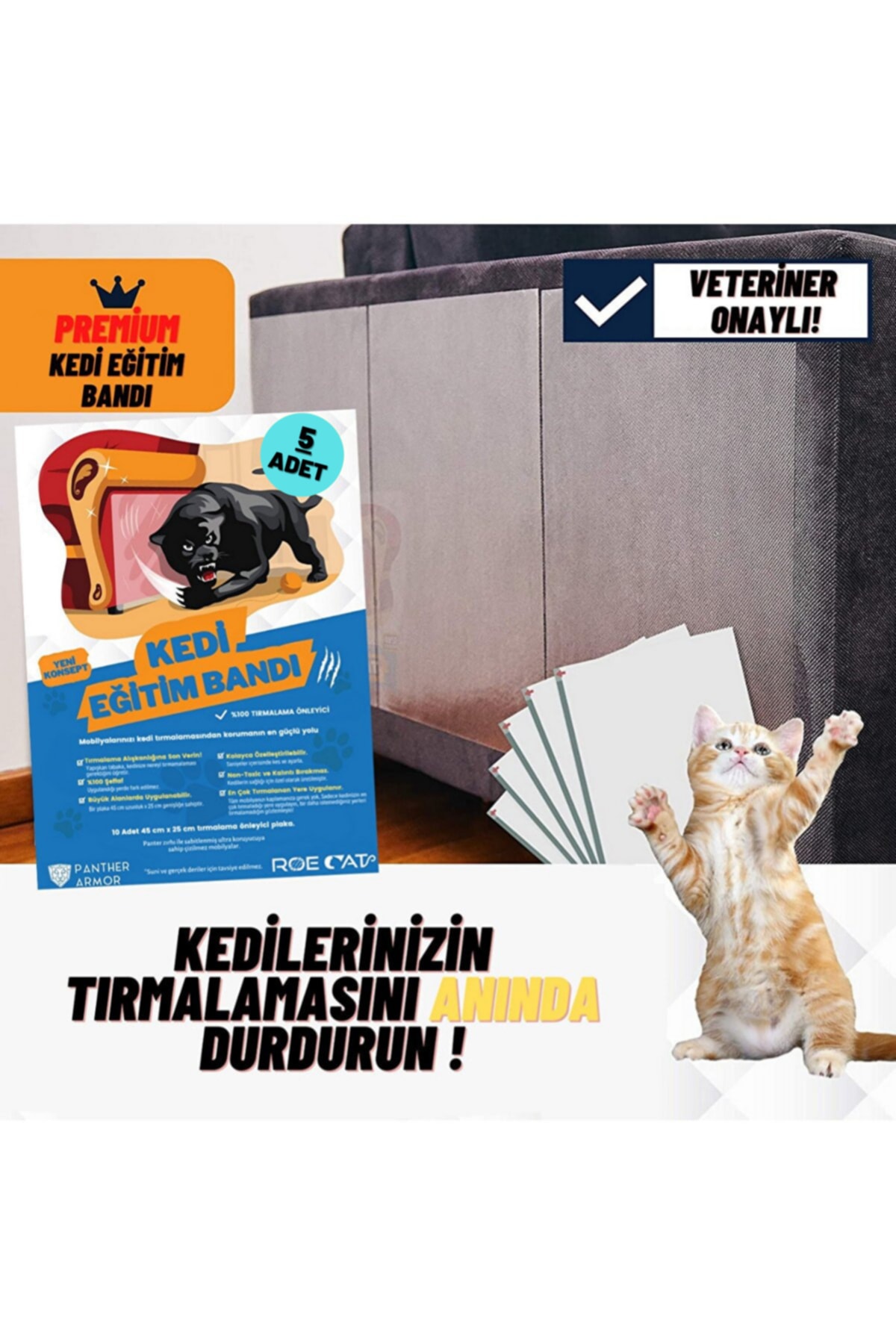 Roe Cat Panther Armor, Premium Kedi Eğitim Bandı, Tırmalama Önleyici ...