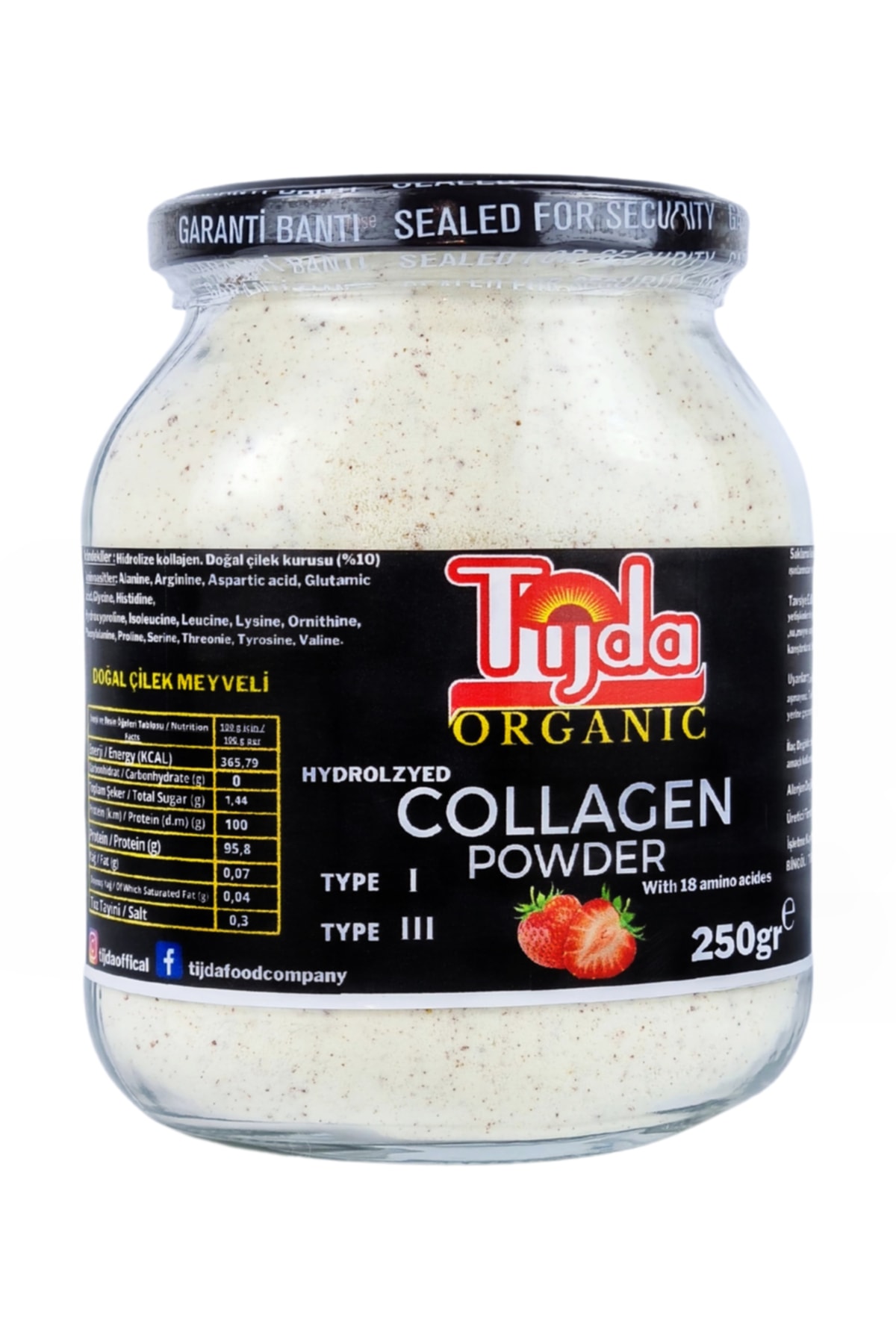 TİJDA Organic Çilekli Collagen Powder 250 Gr.(% 100 Saf) Fiyatı ...