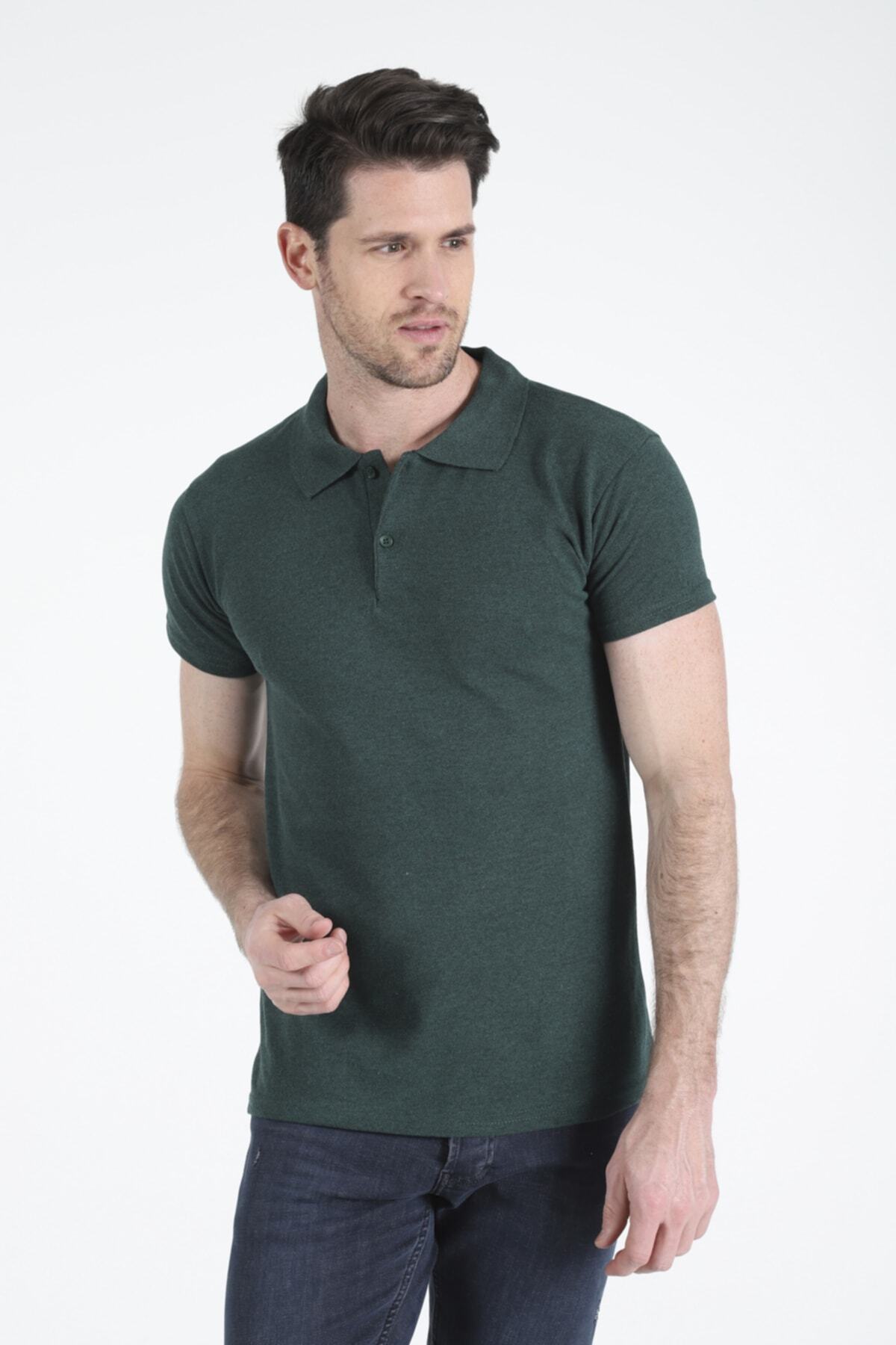 EMG TEKSTİL Men's Dark Green Polo Neck T-Shirt - Trendyol