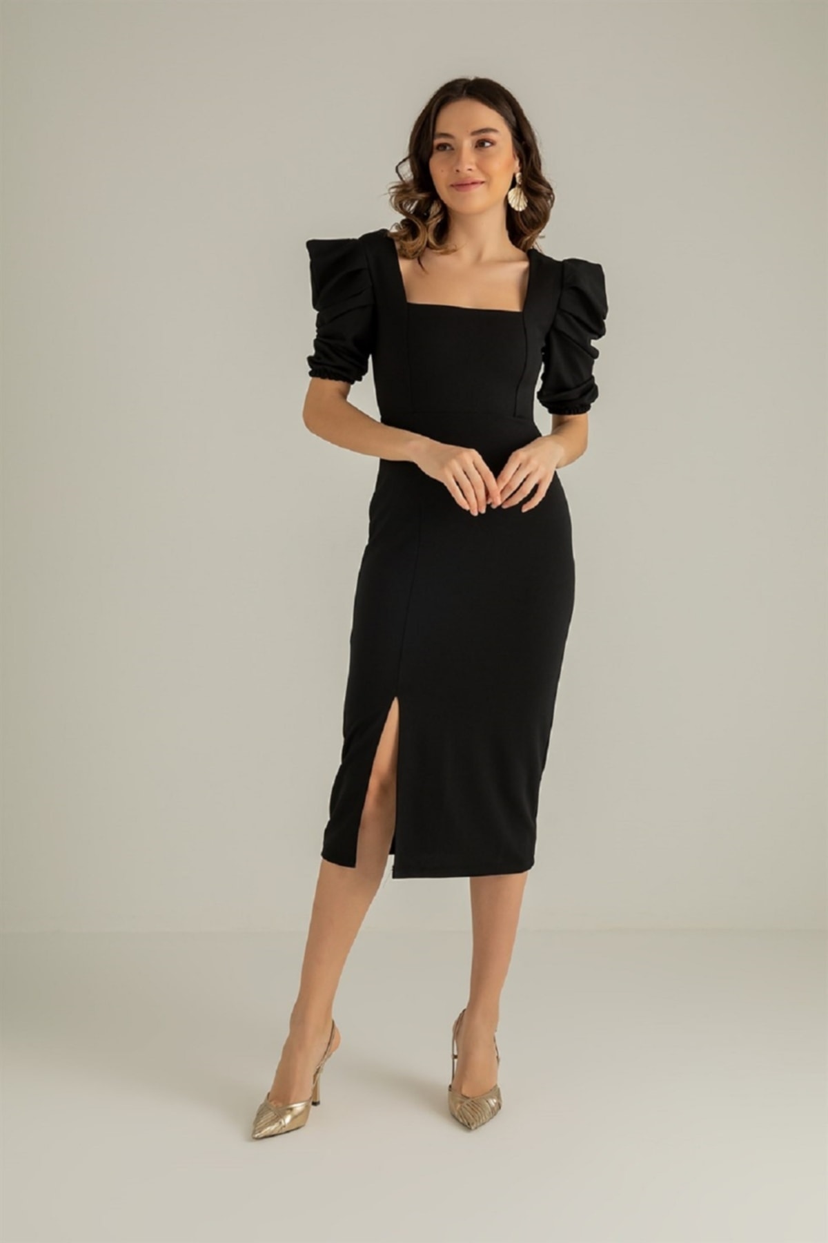 lovebox Krep Omuz Detay Kare Yaka Midi Boy Siyah Abiye Fiyatı, Yorumları - Trendyol