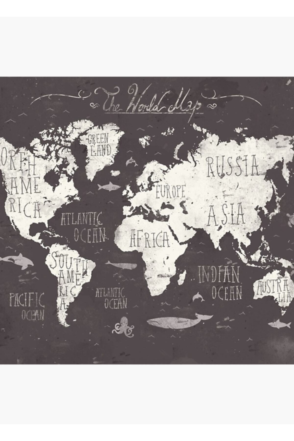Universal Svetska mapa, drveni poster, dekorativna slika - Trendyol
