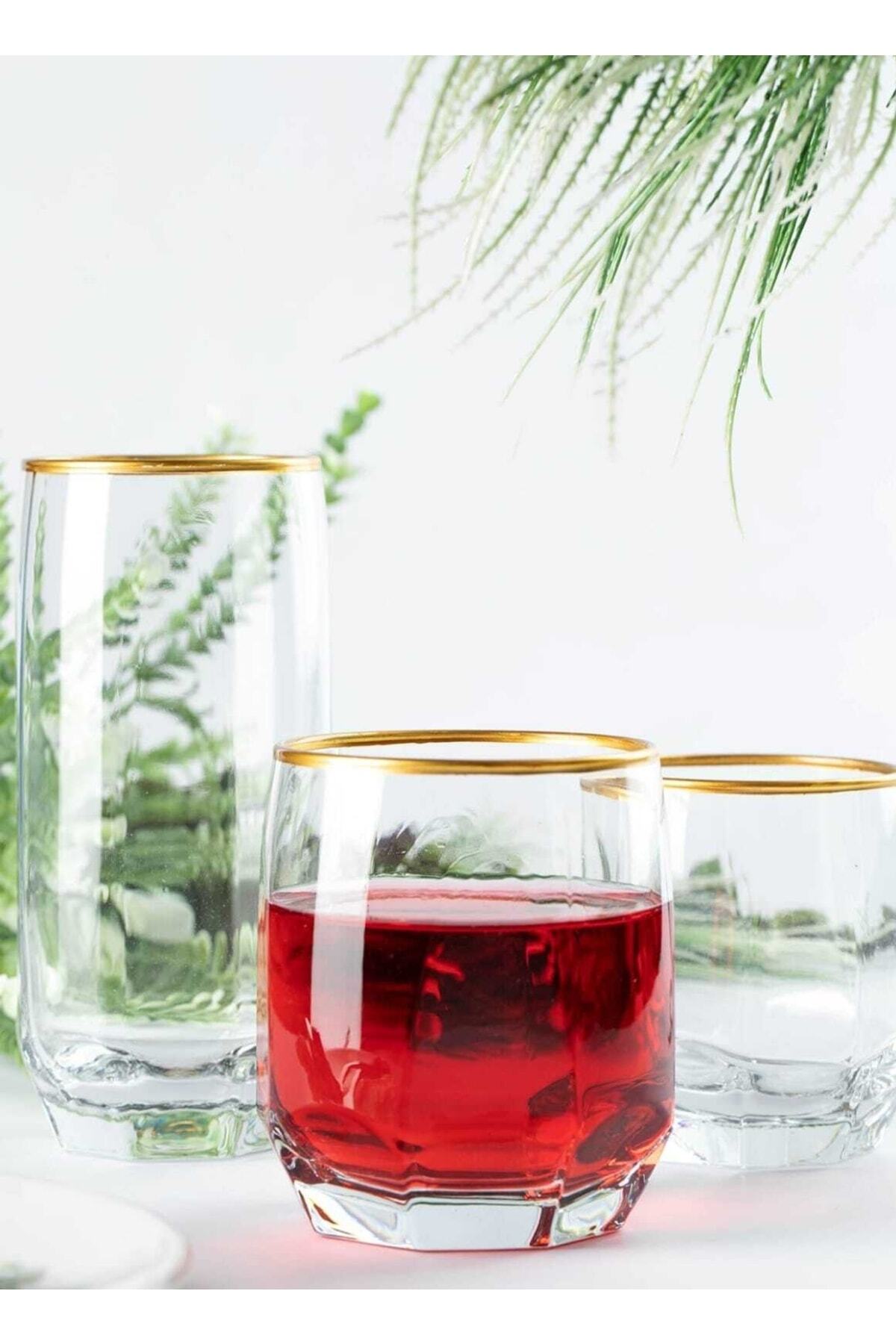 ALG KITCHEN Altın Yaldızlı 18 Parça Meşrubat Bardağı Seti Fiyatı ...