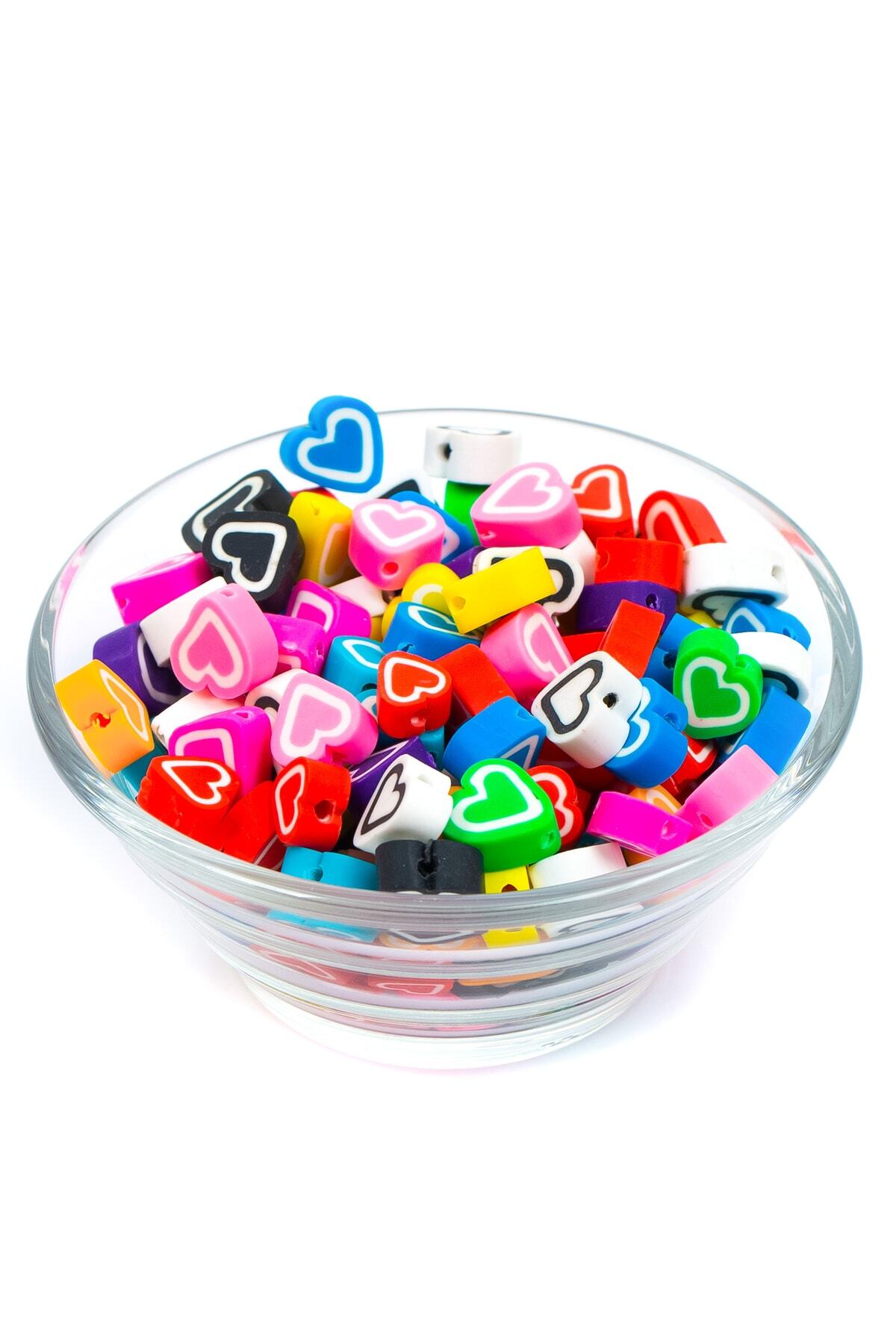 yfhobi 10 Adet - Polimer Fimo Boncuk, Karışık Renkli Kalp Figürlü Polimer Kil Boncuk. 1. Kalite ...