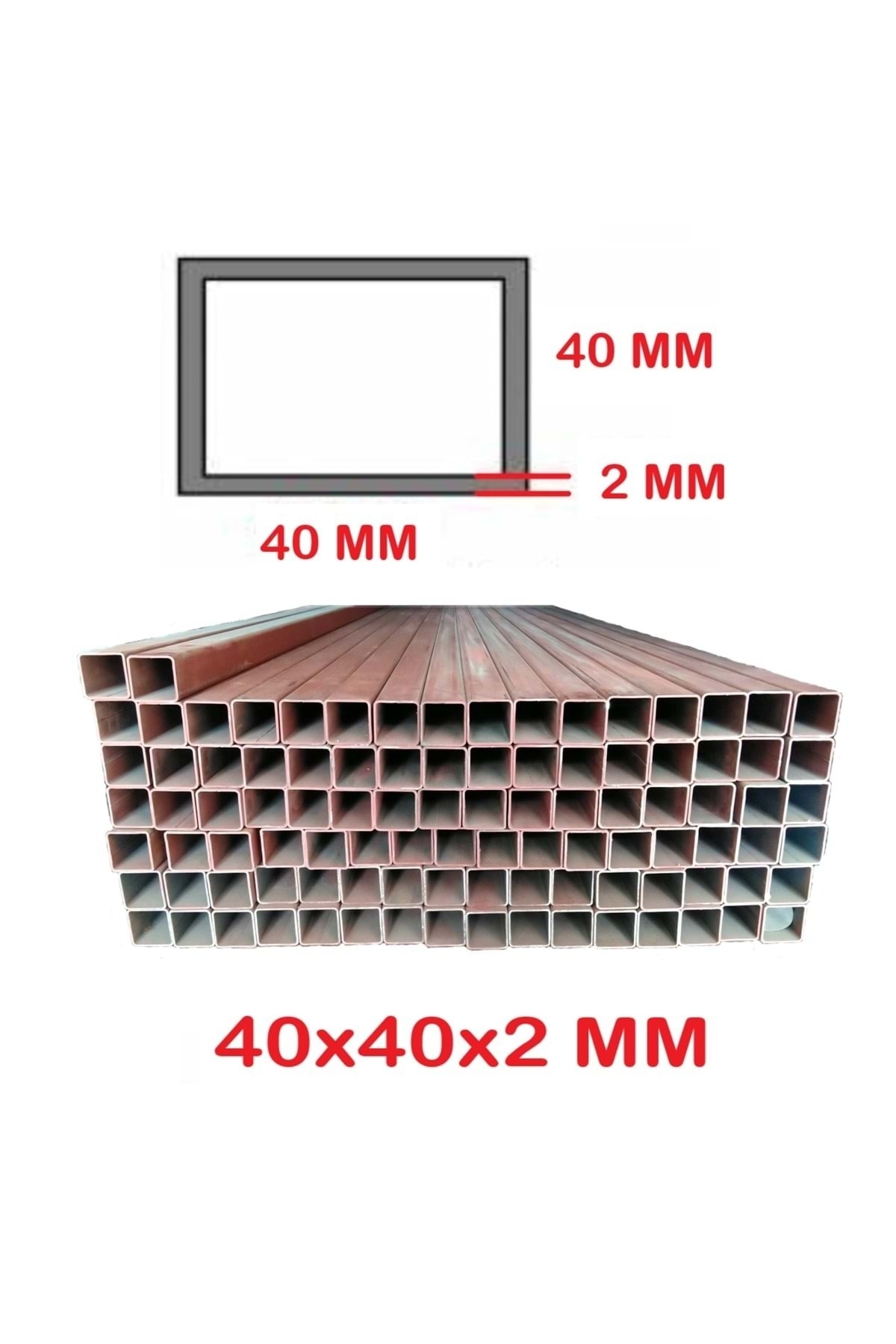 TOS EL K 1MT Boyal 40 X 40 X 2 Mm Kutu Profil Boru Metal 40x40x2