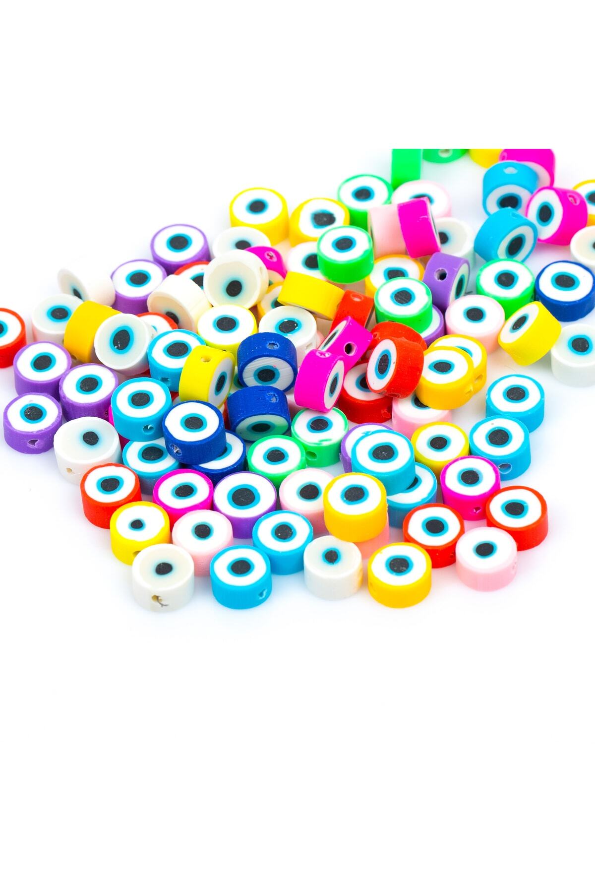 yfhobi 10 Adet - Polimer Fimo Boncuk, Karışık Renkli Nazar Figürlü Polimer Kil Boncuk. 1. Kalite ...