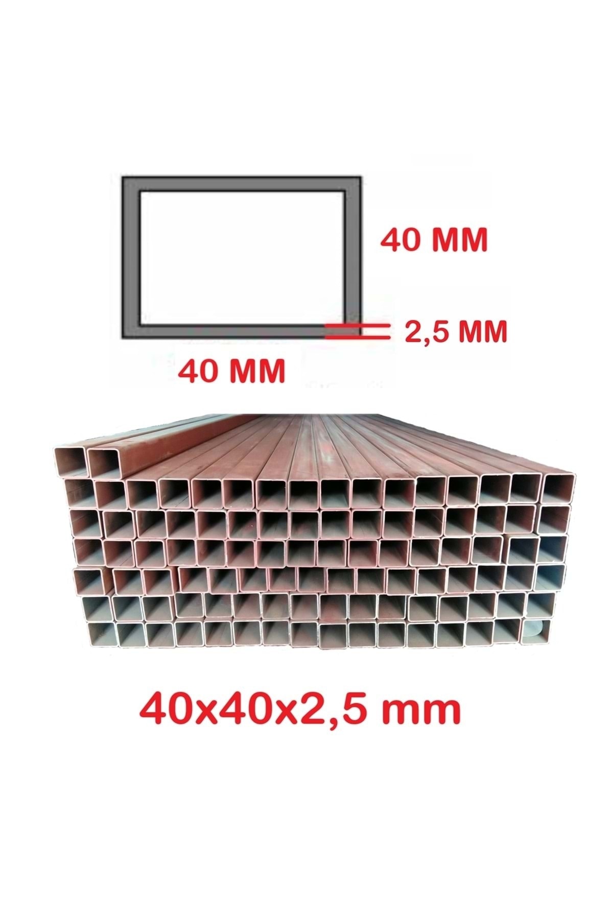 TOSÇELİK (1MT) Boyalı 40 X 40 X 2,5 Mm Kutu Profil Boru Metal 40x40x2,5 ...