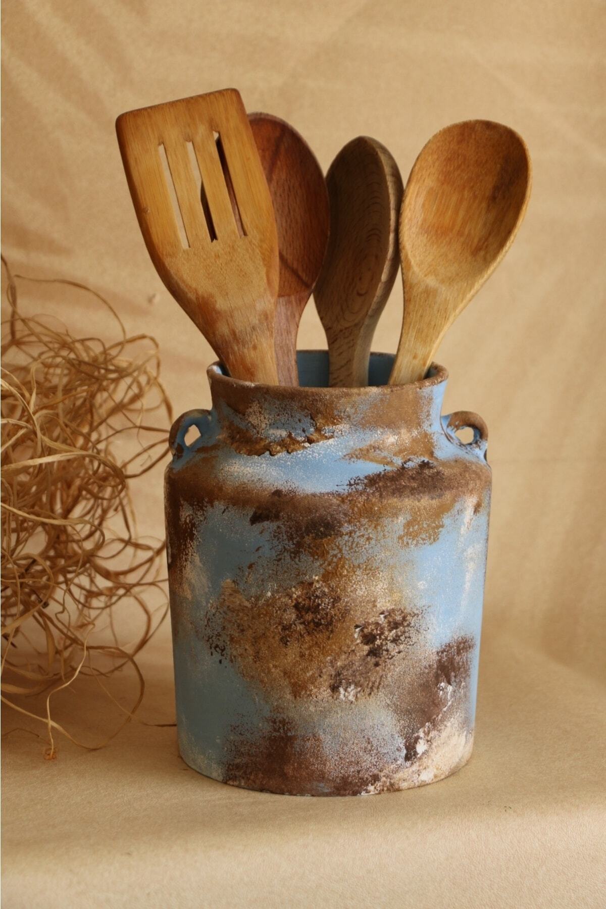 Hoyatap El Yapımı Kulplu Büyük Vintage Eskitme Kaşıklık /vazo Fiyatı ...