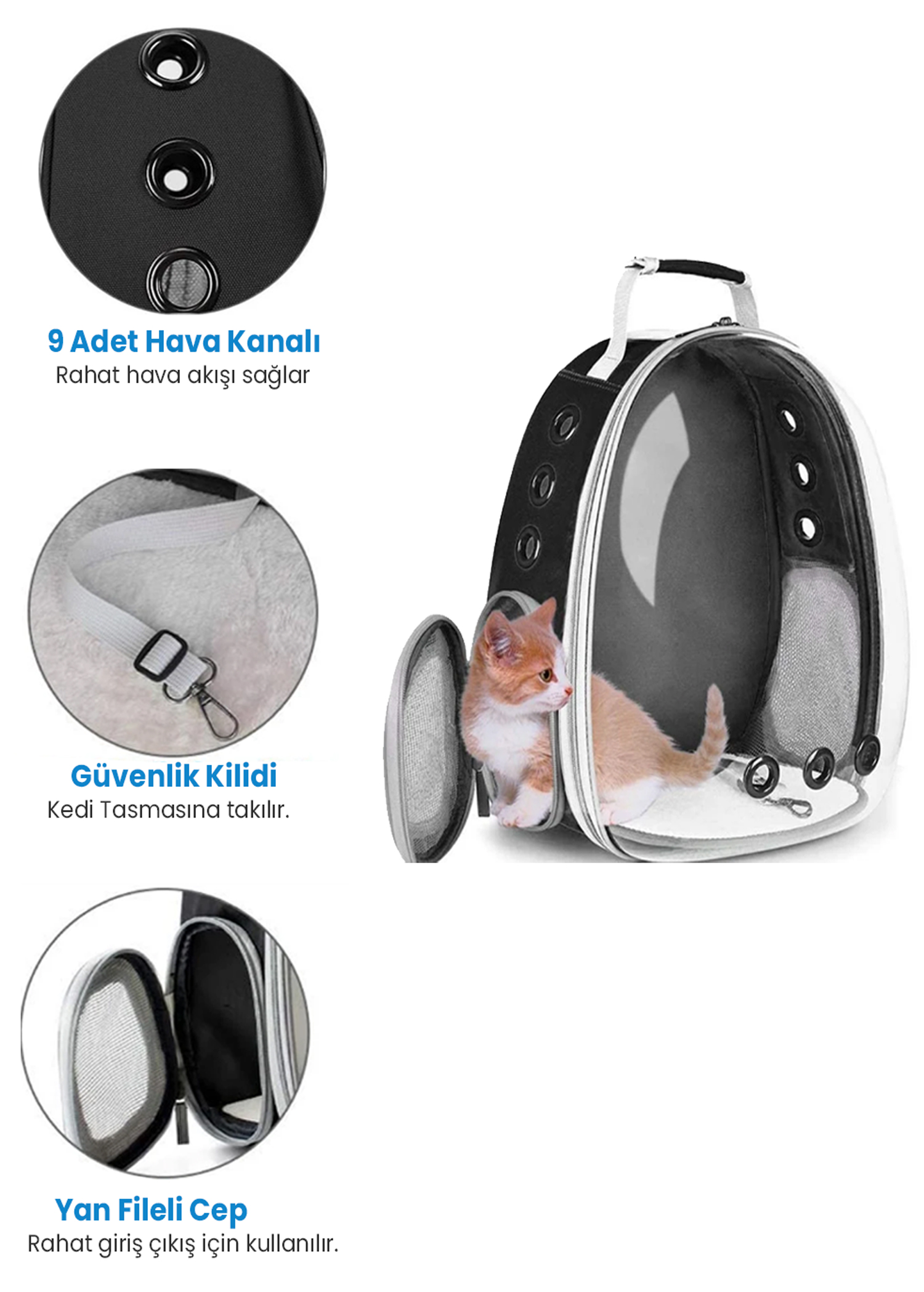 Ksburda Ufo Büyük Boy Kedi Çantası 8 Kg Taşıma Kapasiteli 42x25x33 Cm ...