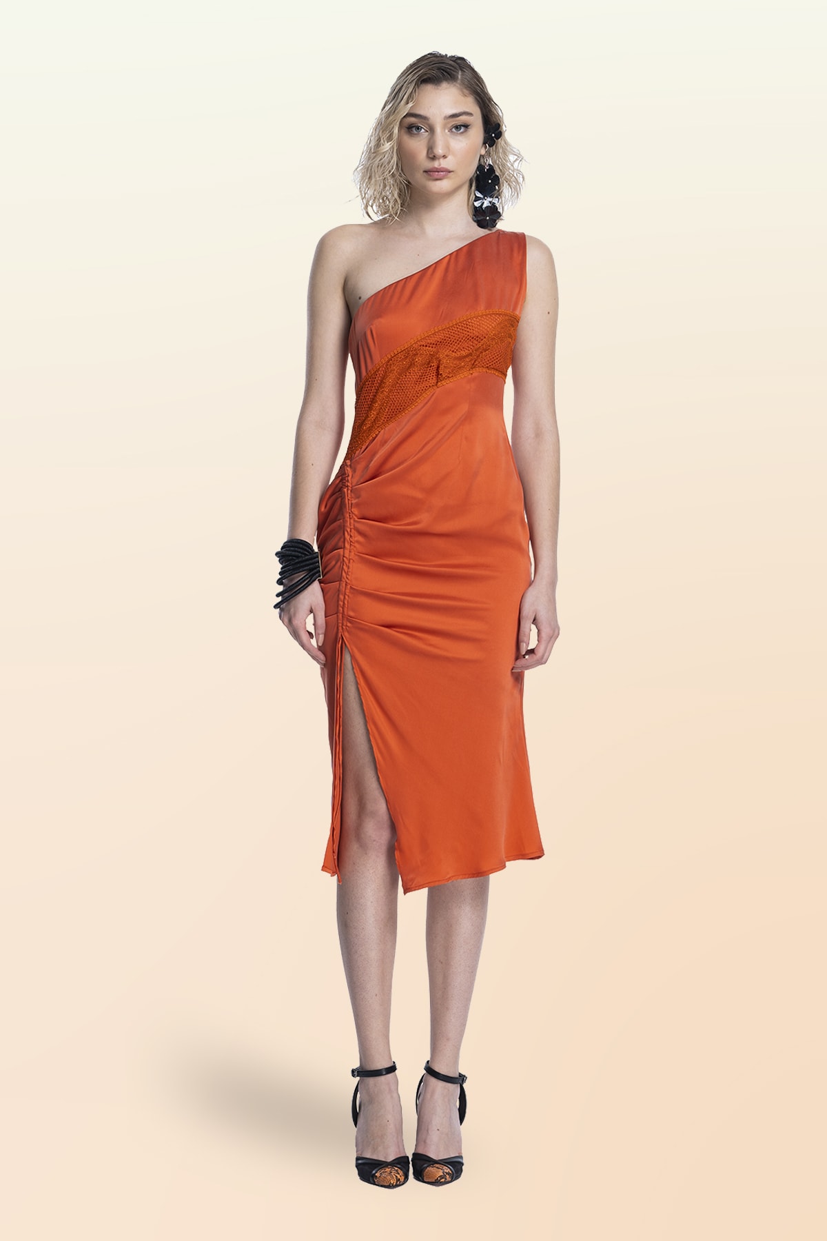 TUBA ERGIN Ipek Tek Omuz Midi Kendra Davet ElbisesiFiyatı, Yorumları ...