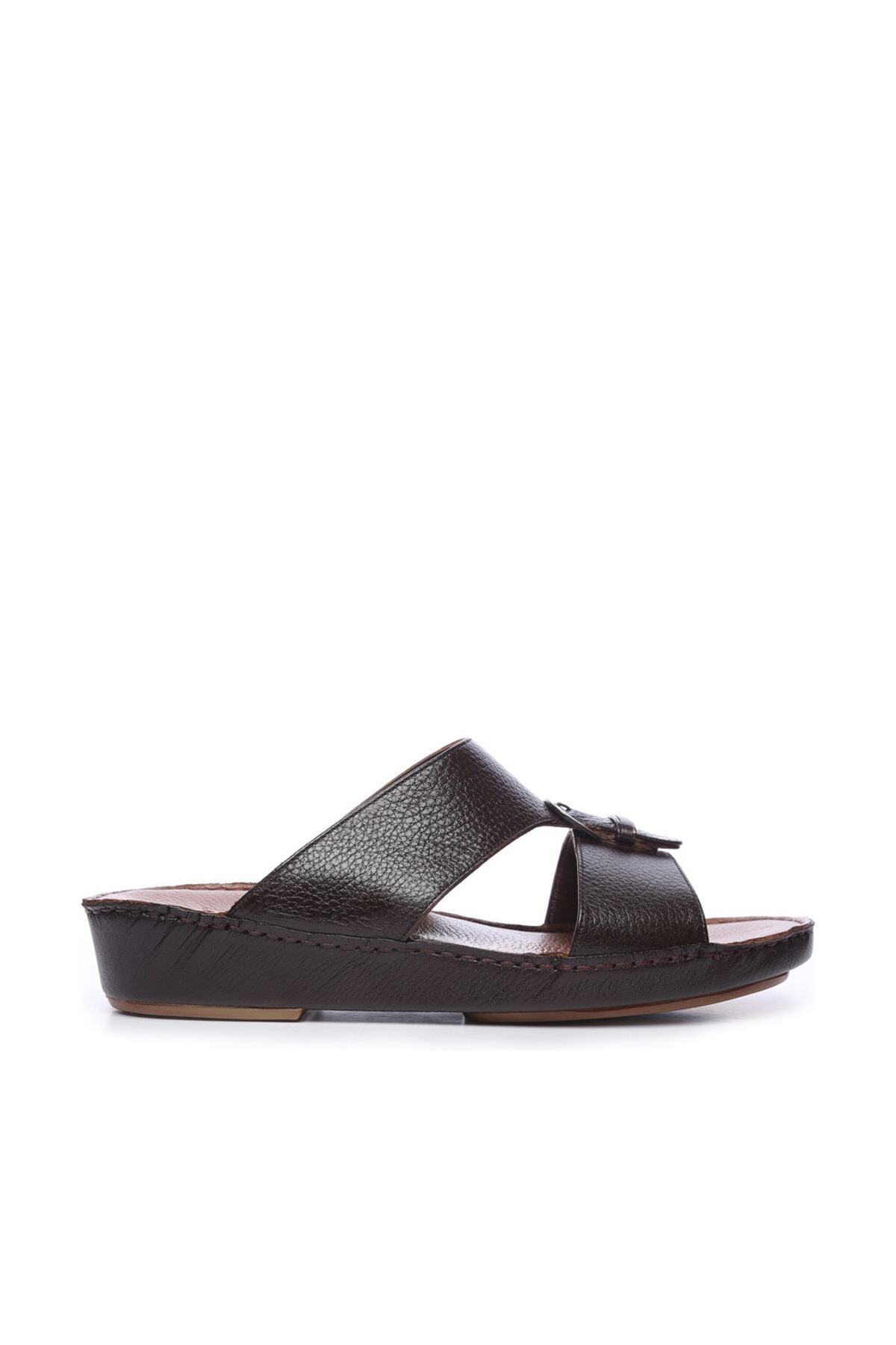 KEMAL TANCA Hakiki Deri Kahverengi Erkek Terlik Terlik