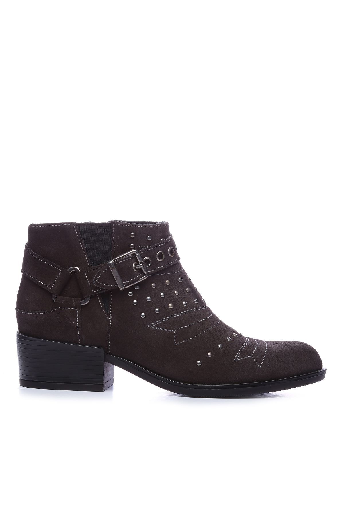 KEMAL TANCA Hakiki Deri Gri Kadın Casual Bot