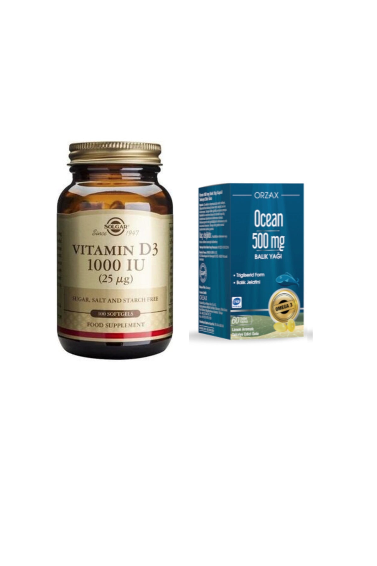 Solgar D3 Vitamini 1000 Iu 100 Kapsül + Ocean 500mg Balık Yağı 60 ...