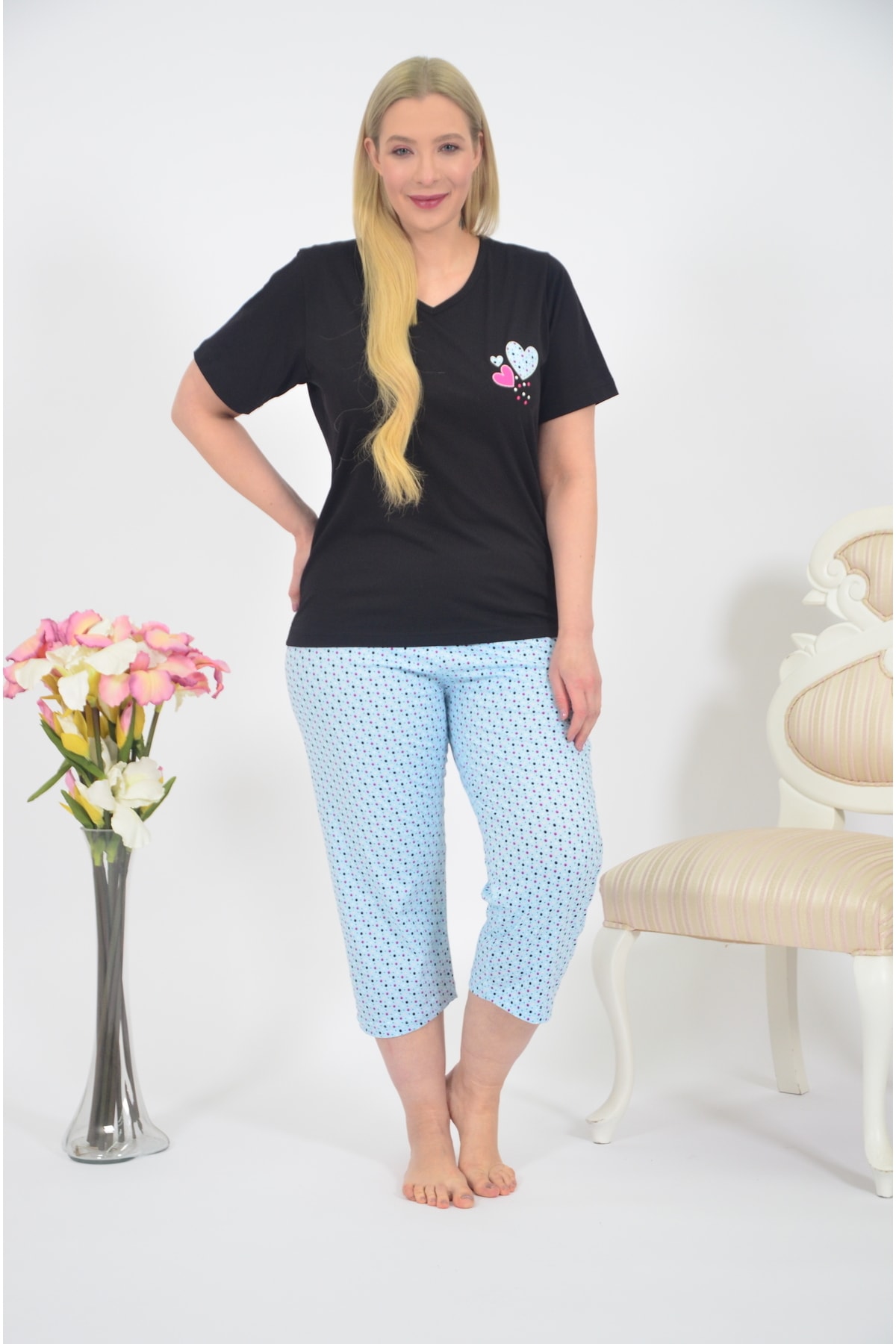 STYLE SENFONİ Bayan Büyük Beden Kapri Pijama Fiyatı, Yorumları - Trendyol