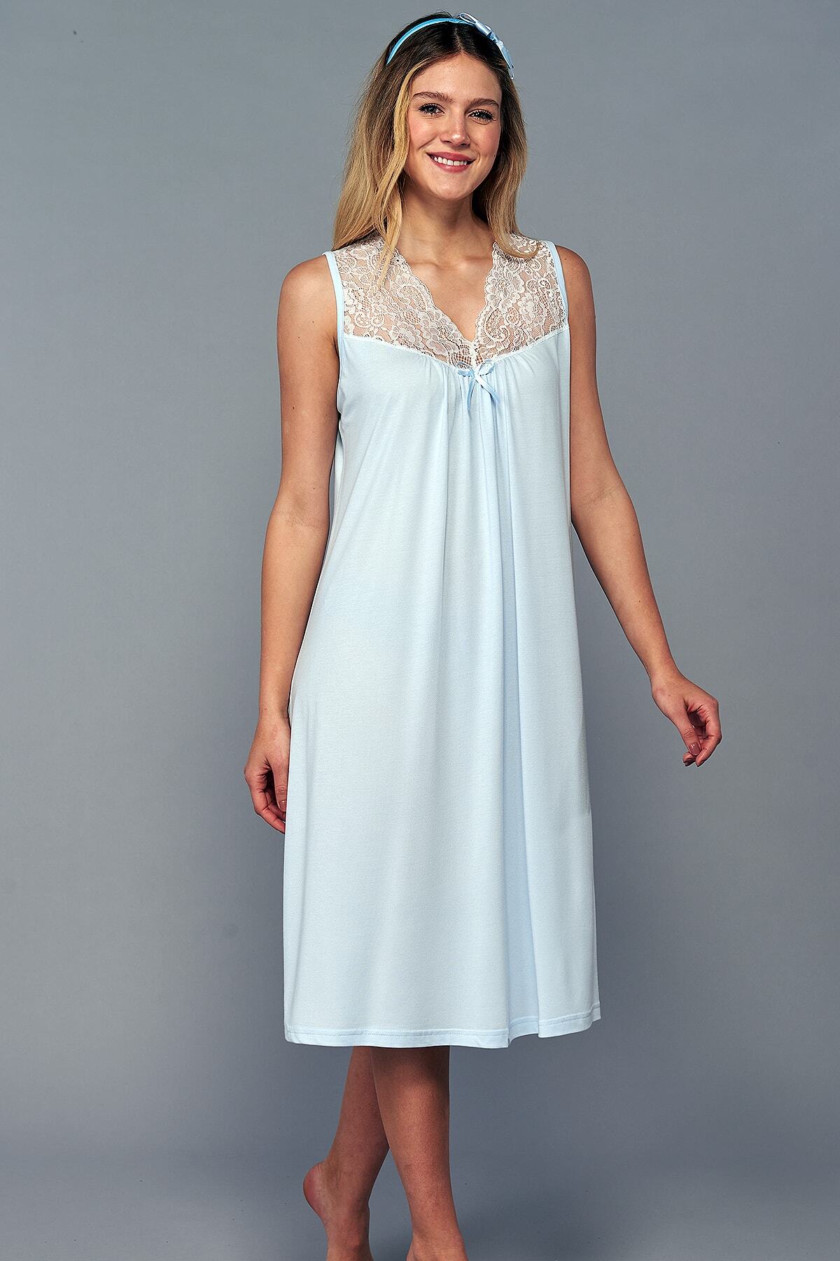 Genel Markalar Dantelli Hamile Lohusa Gecelik Mavi - Fiyatı, Yorumları