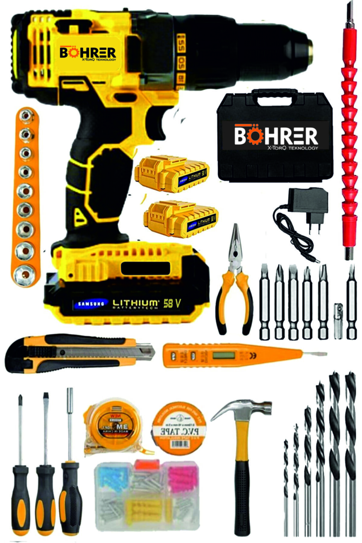 BÖHRER Profesyonel 4200 Pro Hummer 30 Parça Yeni Nesil Darbesiz Li-on ...