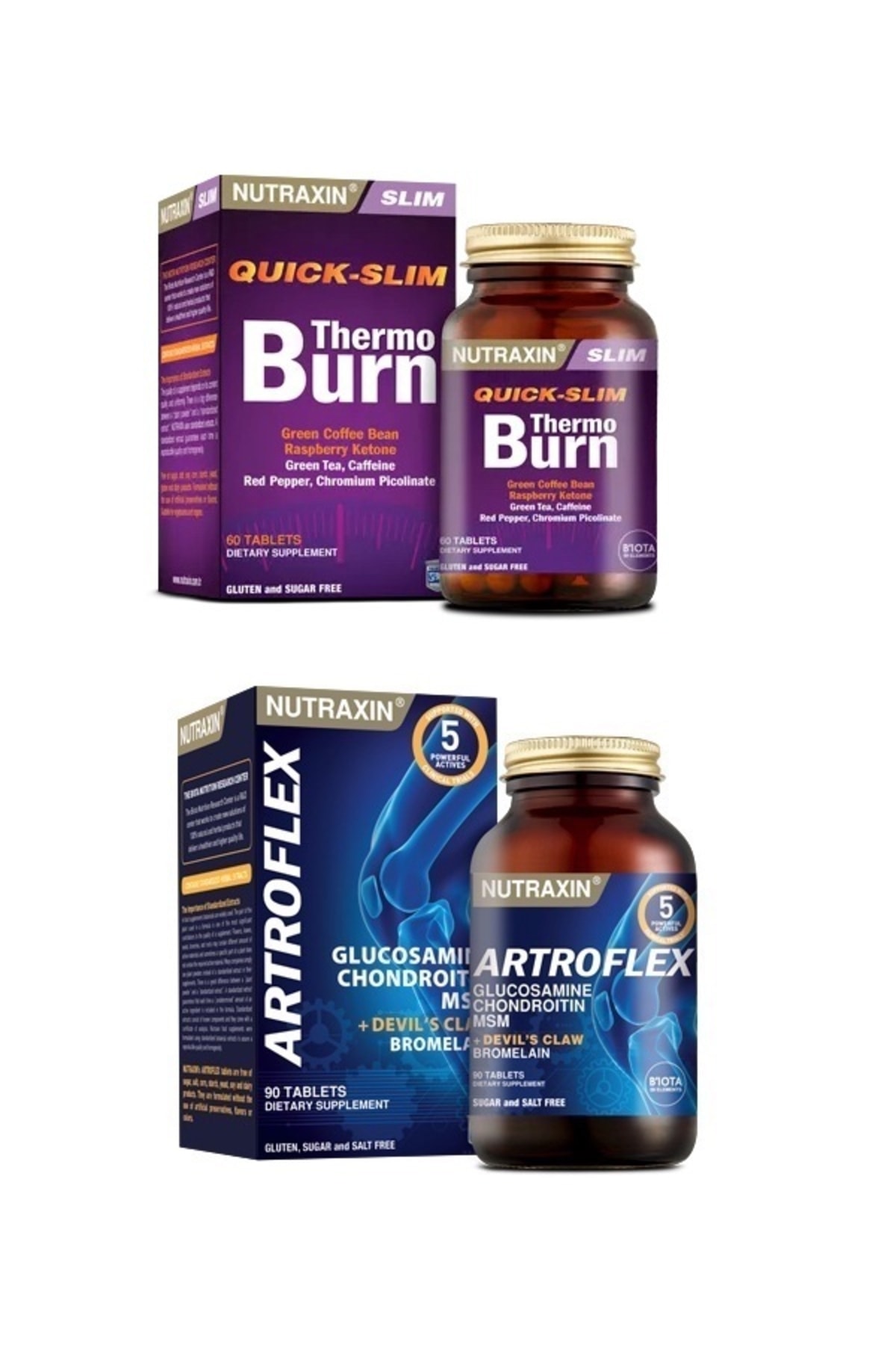 Nutraxin Ouick-slim Thermo Burn 60 Tablet + Artroflex 90 Tablet ...