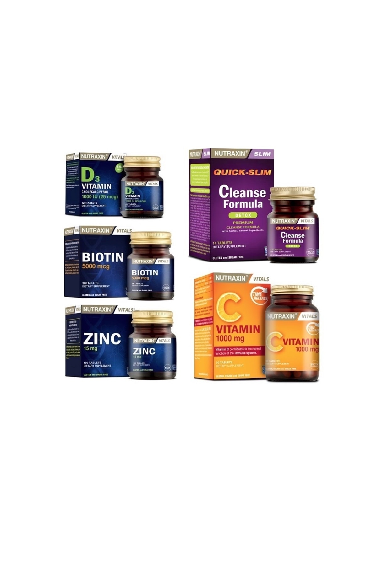 Nutraxin Cleanse Formula 7 Detox 14 Tablet + Biotin + C Vitamini +d3 ...