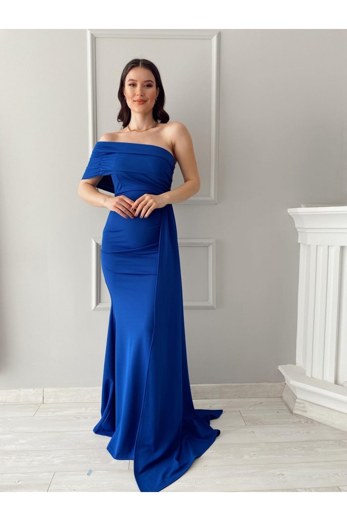 Mekafashion Ewo Kuyruklu Tek Omuz Abiye Saks Mavisi Fiyatı, Yorumları - Trendyol