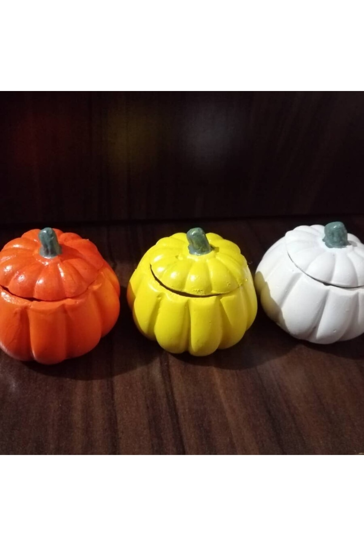 FLORADA El Yapımı 3'lü Mini Kabak Tasarımlı Kapaklı Lokumluk, Drajelik ...