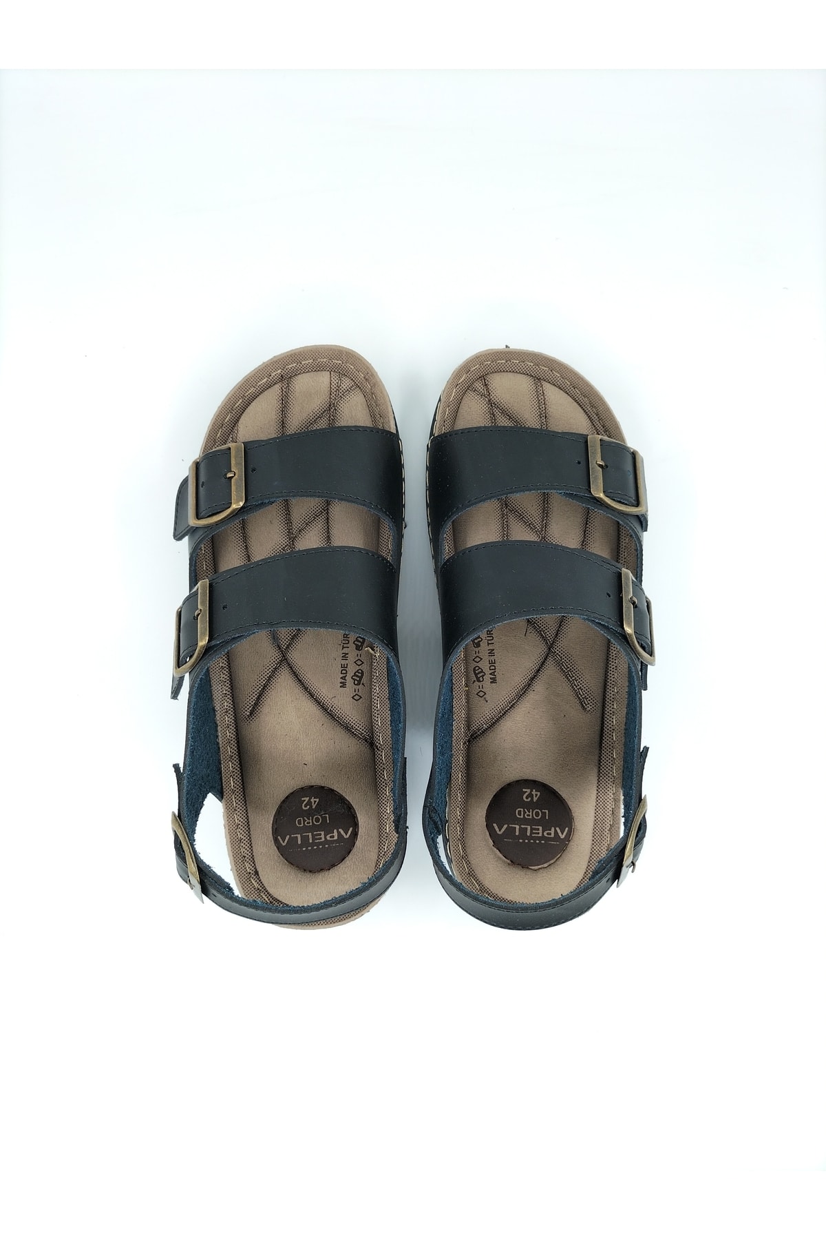 Apella Lord Double Buckle Black Men's Sandals- Trendyol