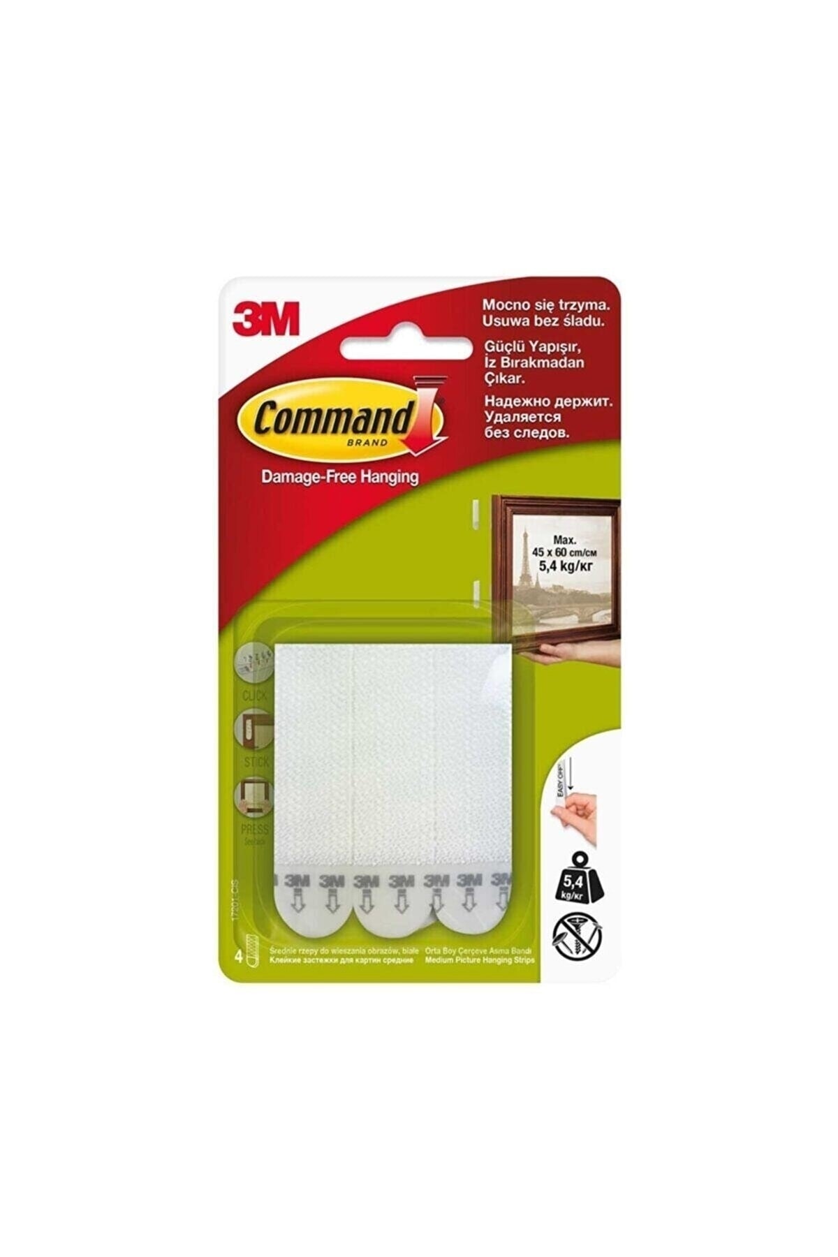 3M Command Brand Orta Boy Resim Tablo Cırt Band 17201 (max. 45x60 - 5,4 ...