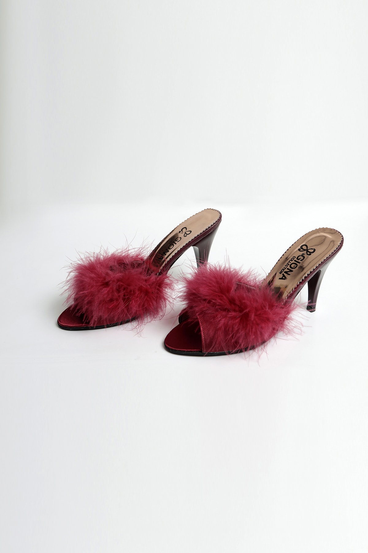 GIONA Dámské klaretové červené svatební pantofle s tenkým pasem na ...