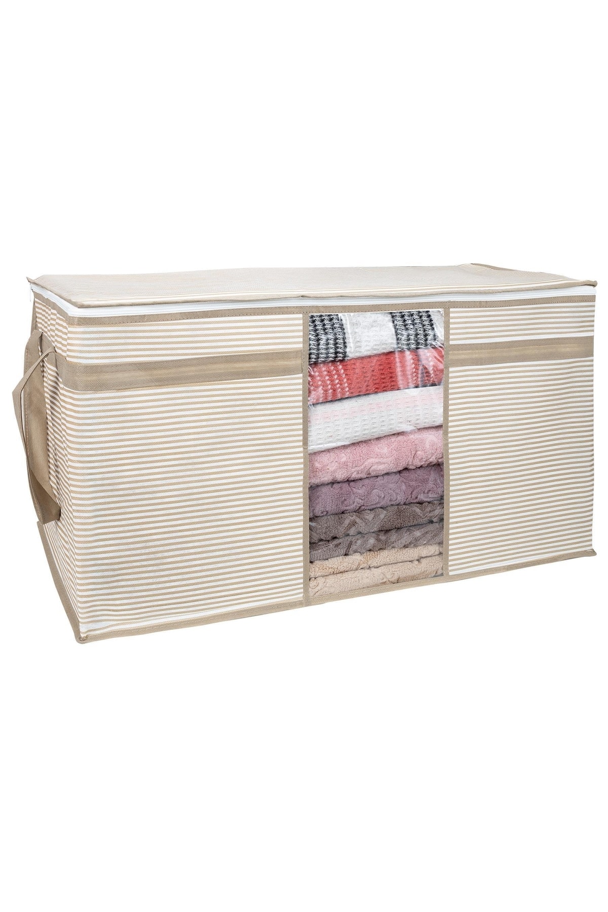 ALAS Çok Amaçlı Pencereli Yastık Hurcu Organizer Kahve Çizgili Tekli ...