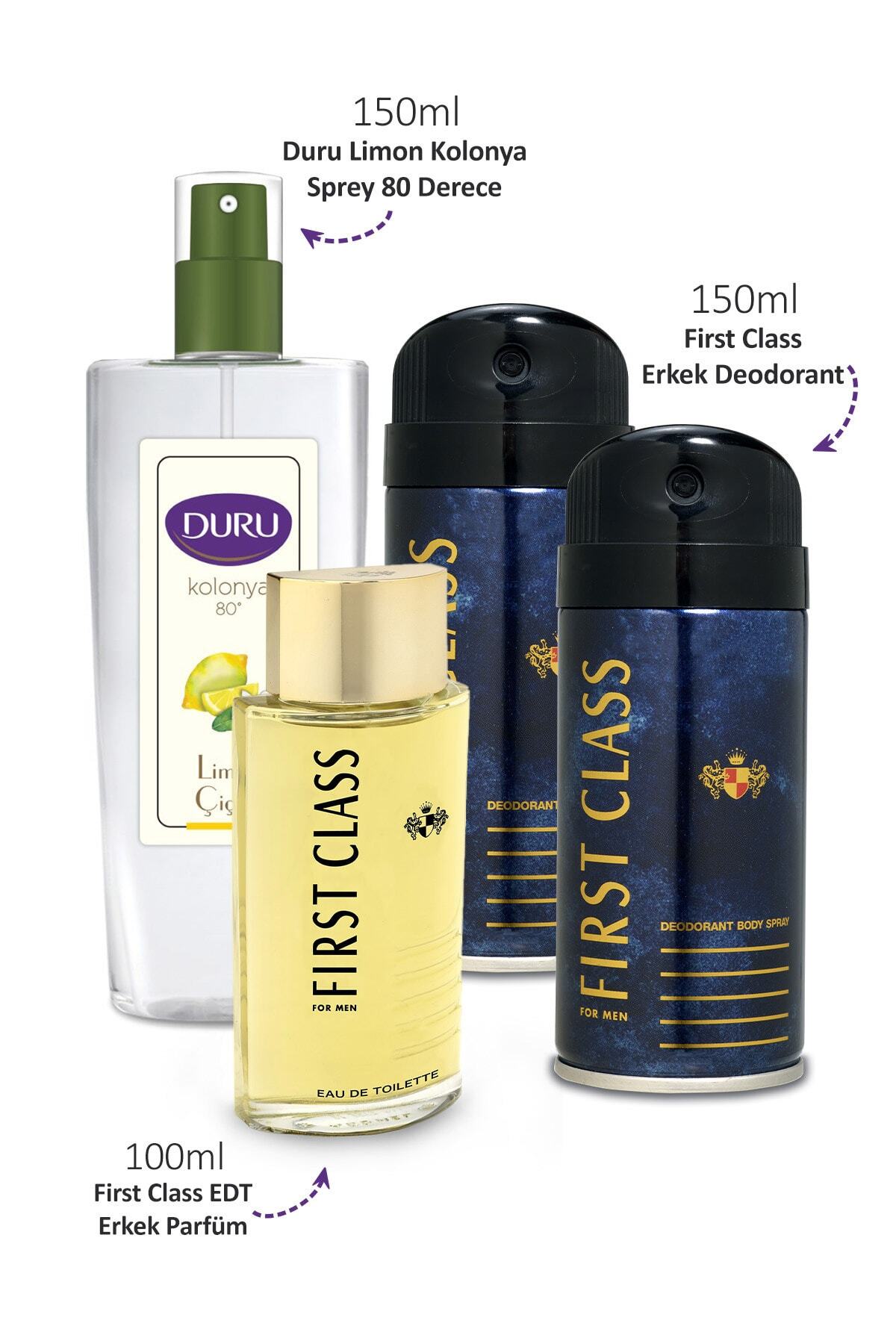 First Class Edt 100ml Ve Deodorant 2x150ml Ve Duru Limon Kolonyası ...
