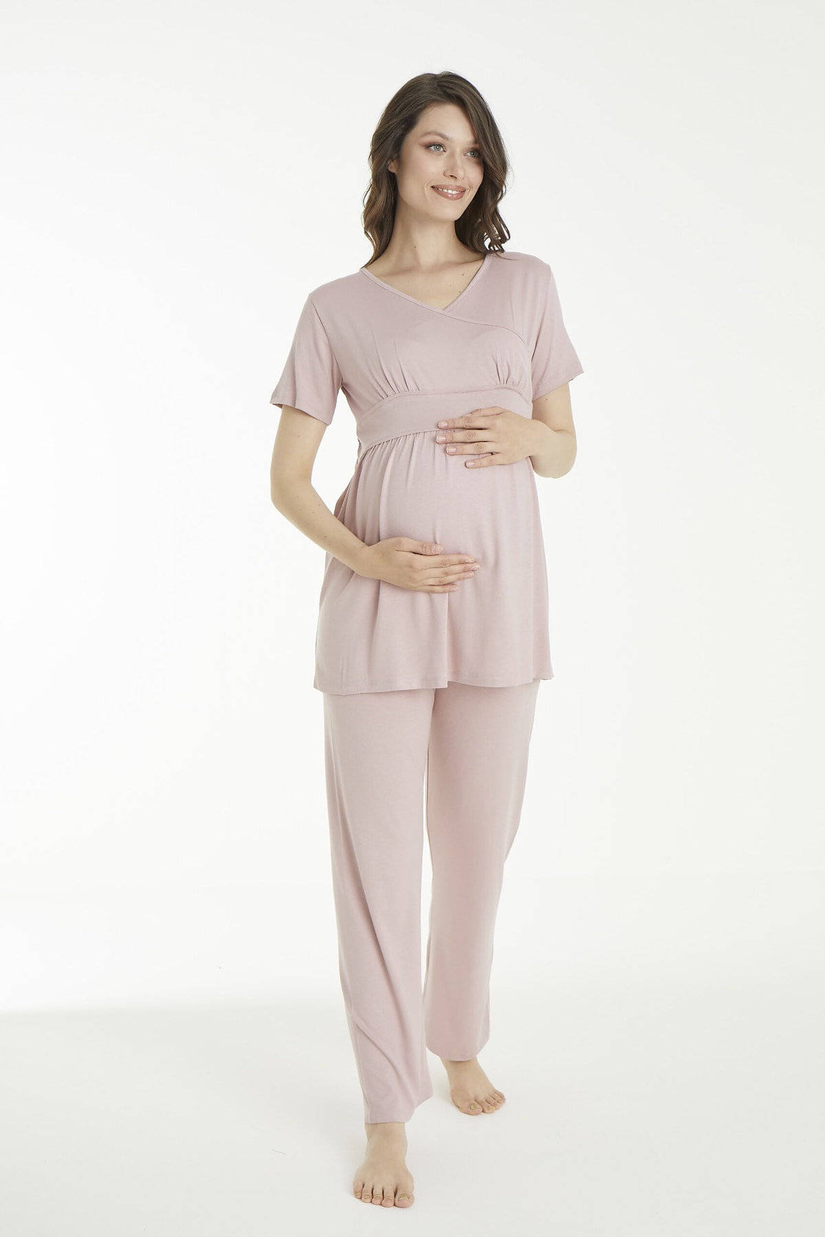 Miss Dünya Lissa Powder Flower Patterned Maternity and Pregnant Pajamas ...