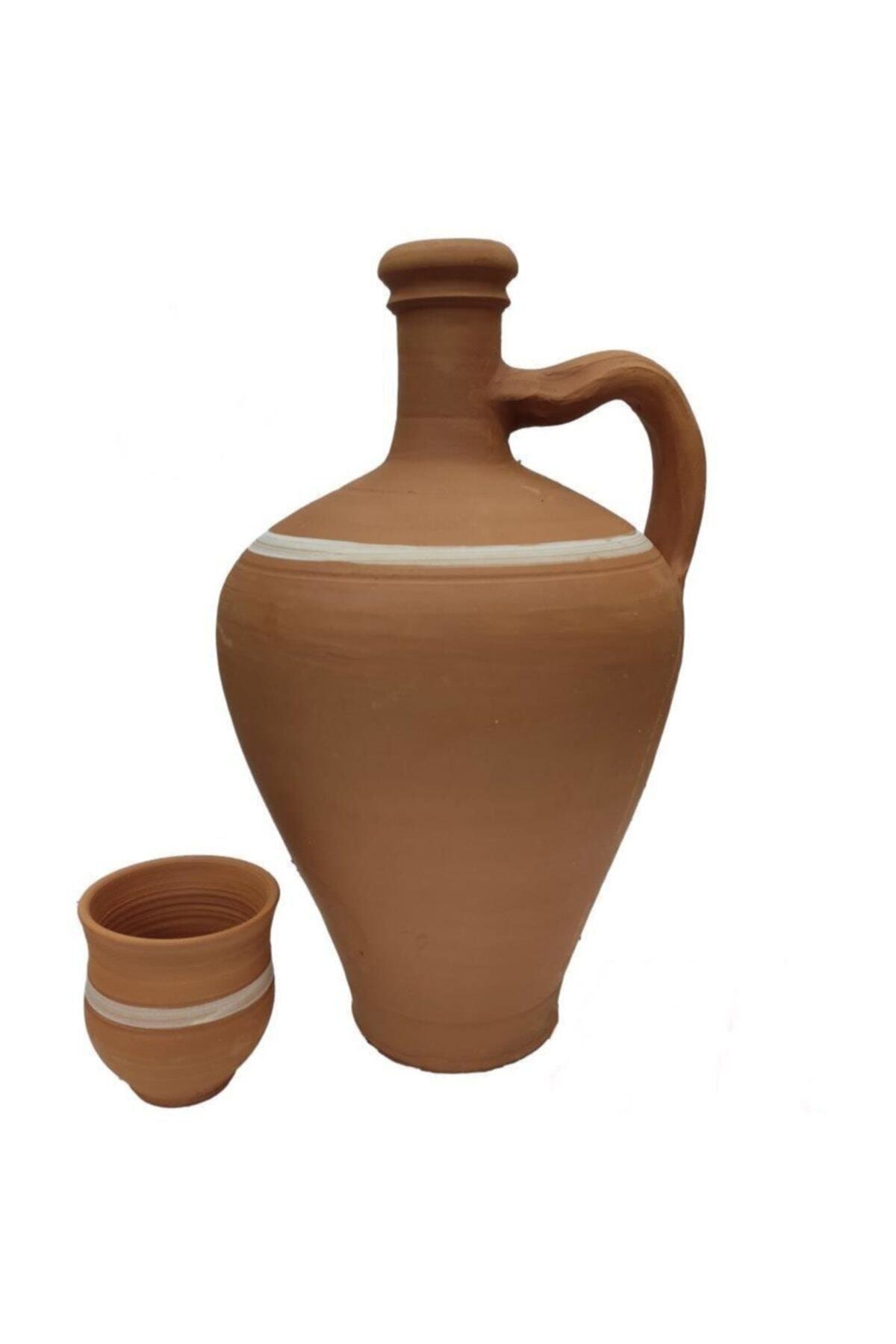 HerşeyTopraktan Küçük Boy Bardaklı Su Testisi 1,5lt El Yapımı Fiyatı ...