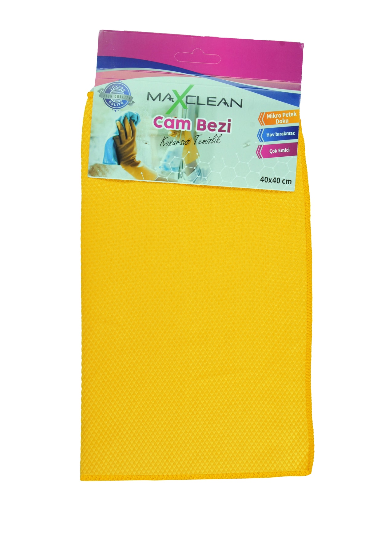 MaxClean 40x40 Mikrofiber Cam Bezi Sarı - Fiyatı, Yorumları