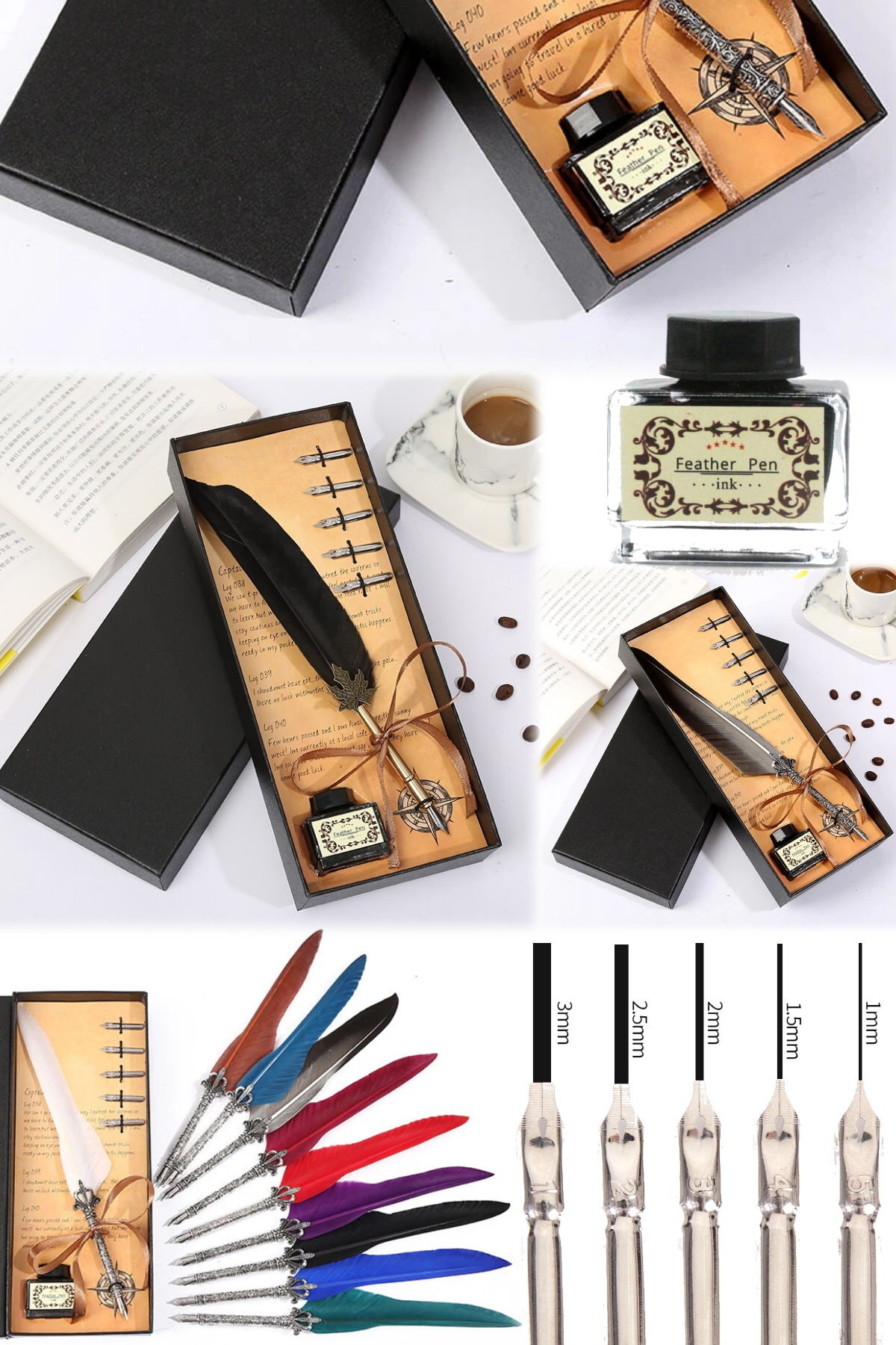 Utelips 5 Uçlu Divit Eski Yazı El Yazısı Yazma Kalemi Şişeli Setli ...