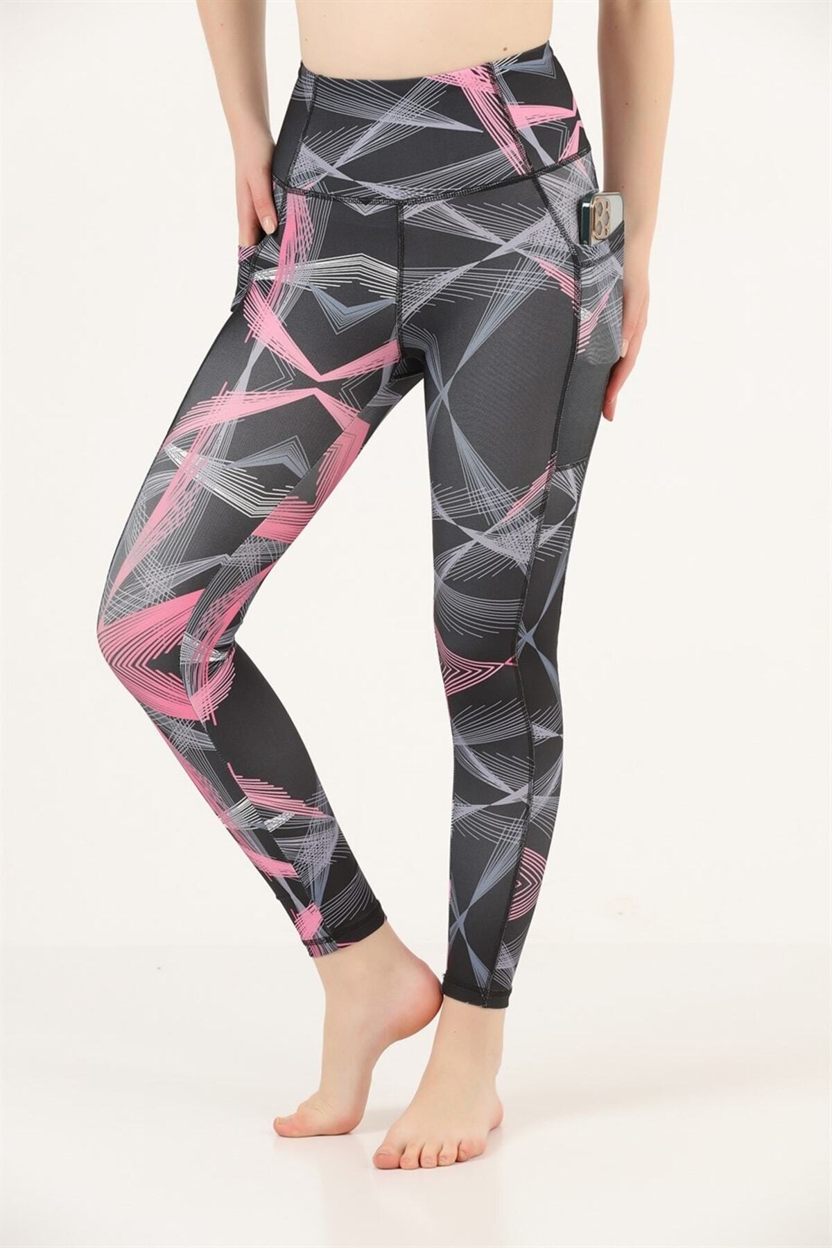 missmaral Kadın Tayt Pembe Yüksek Bel Toparlayıcı Çift Cepli Dijital ...