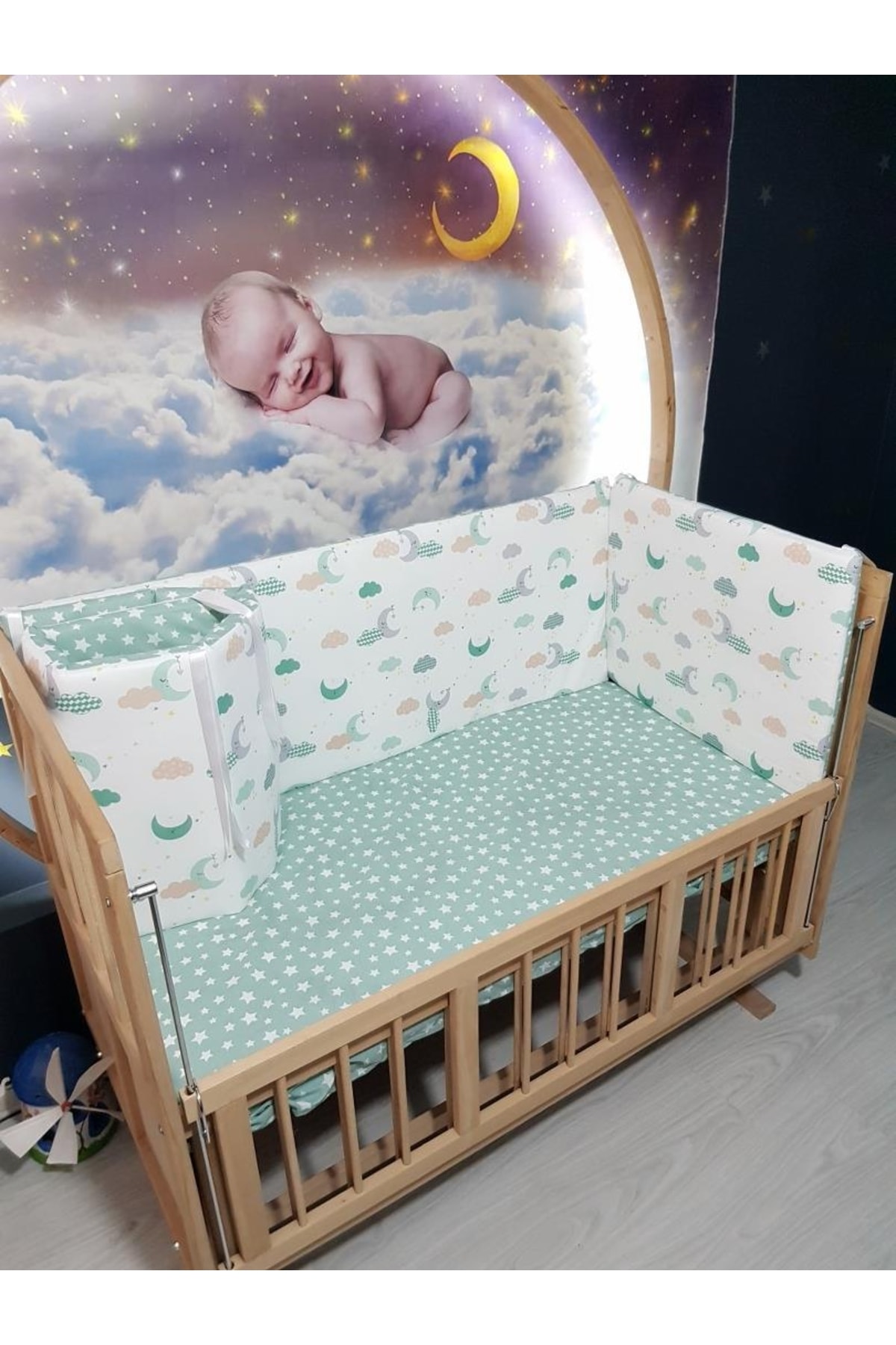 bebek iklimi 60x120 Baby Crib Guard Set, Moon Star Pattern, 4 Pieces ...