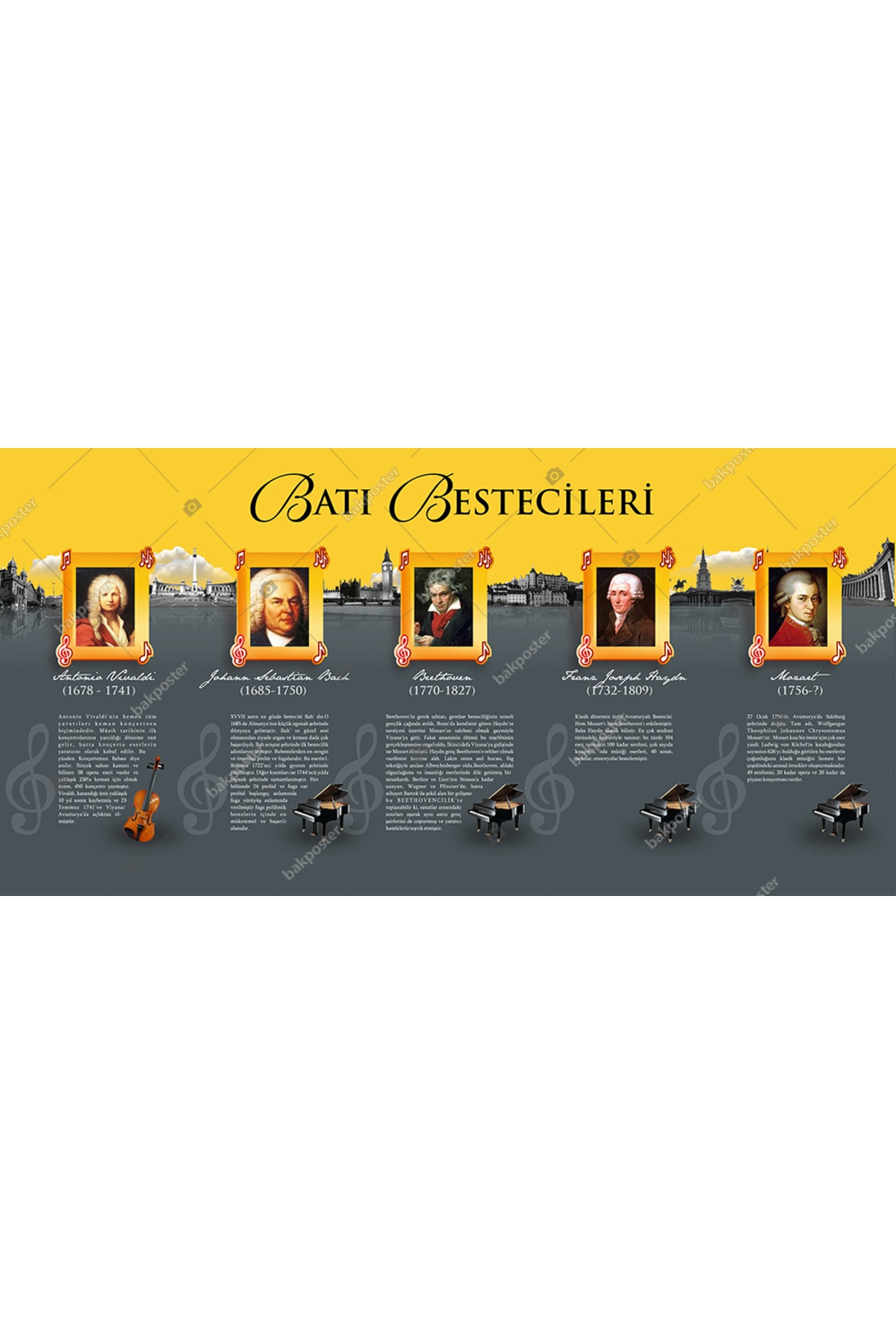 bakposter 150X300 cm Foil Laminated Western Composers- Trendyol
