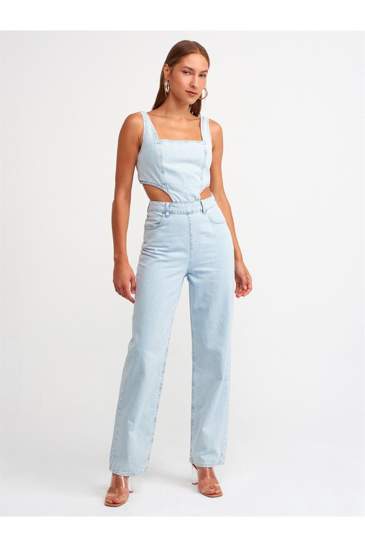 Genel Markalar Kadın Bel Detaylı Jeans Salopet - Fiyatı, Yorumları
