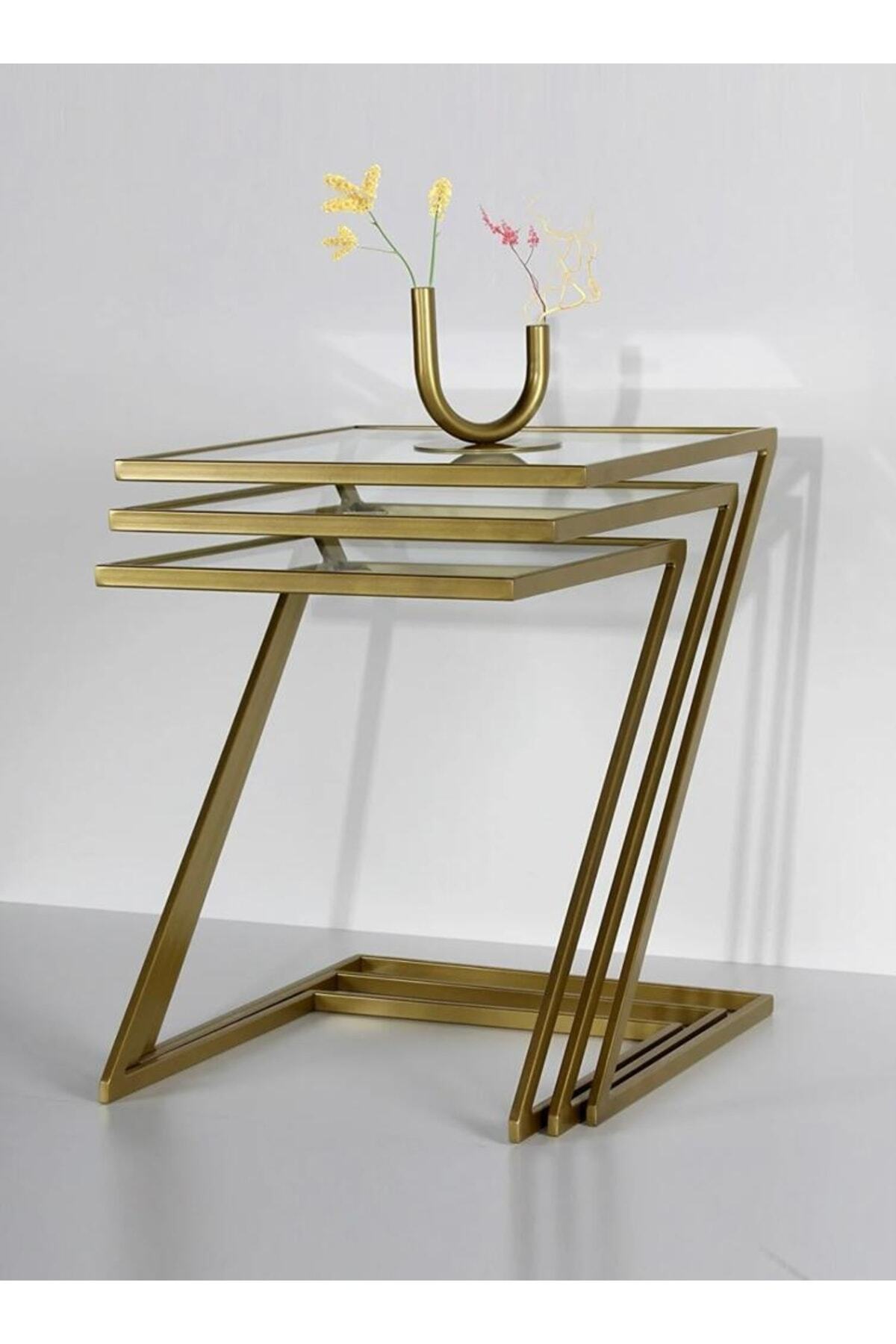 Genel Markalar Zox Gold Metal Camlı Zigon Yan Sehpa Fiyatı, Yorumları ...