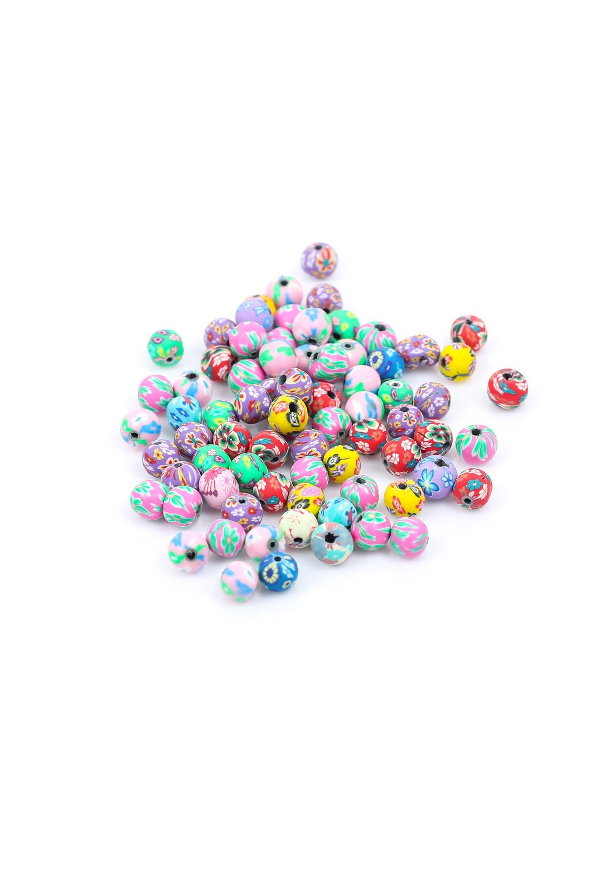 yfhobi 10 Adet - Polimer Fimo Boncuk, Karışık Emruli Desenli Yuvarlak Polimer Kil Boncuk. 1 ...